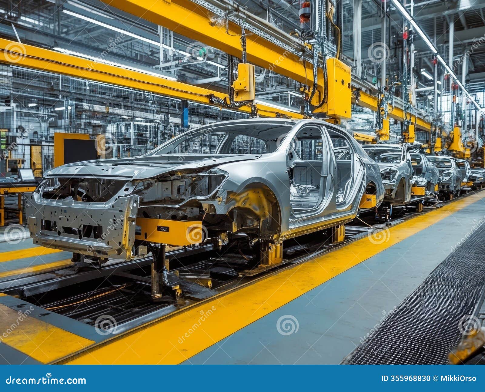 Vehicles Progressing through the Production Line in the Car Assembly ...