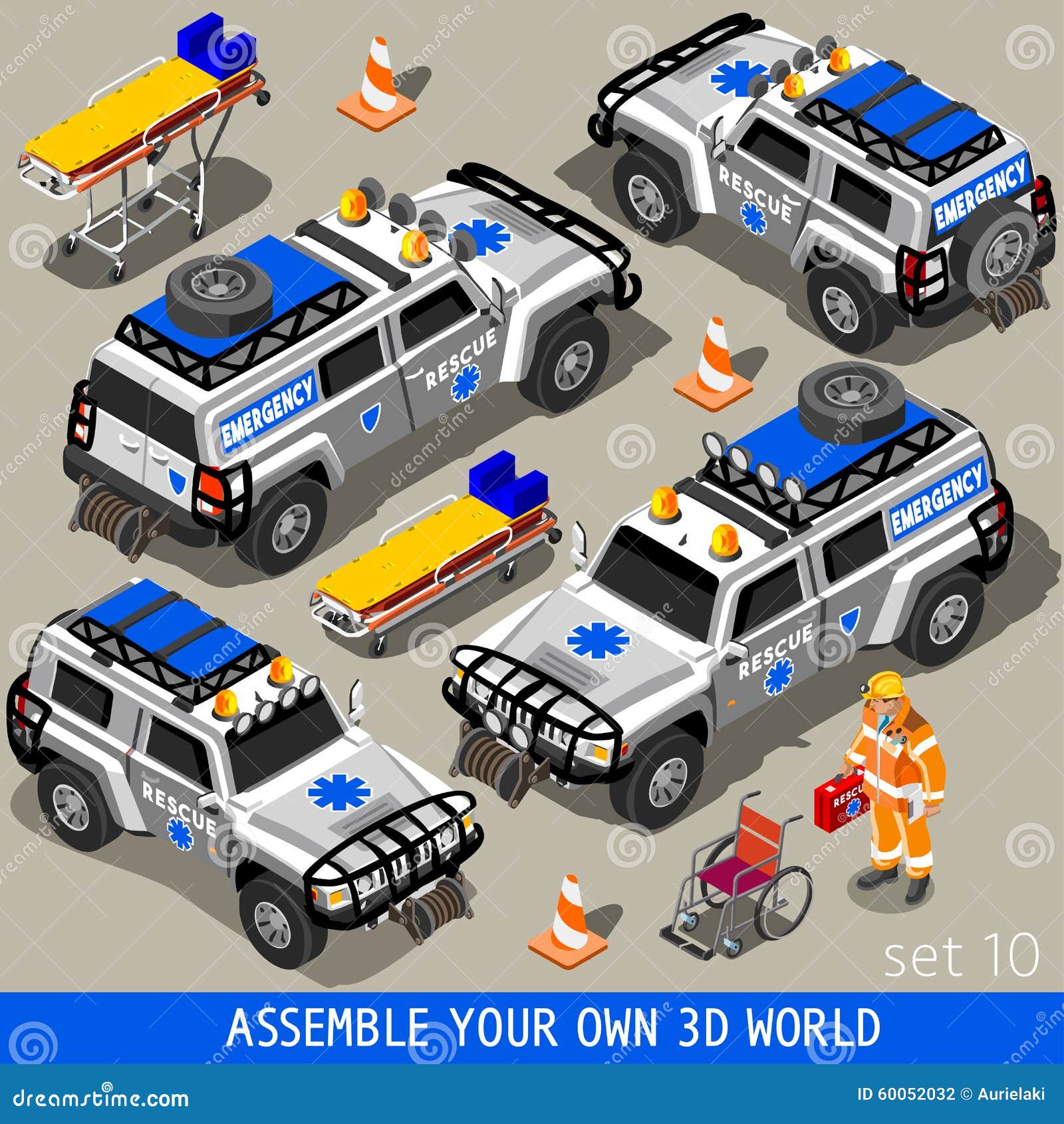 Veicolo Del Pronto Soccorso 02 Isometrico Illustrazione Vettoriale ...