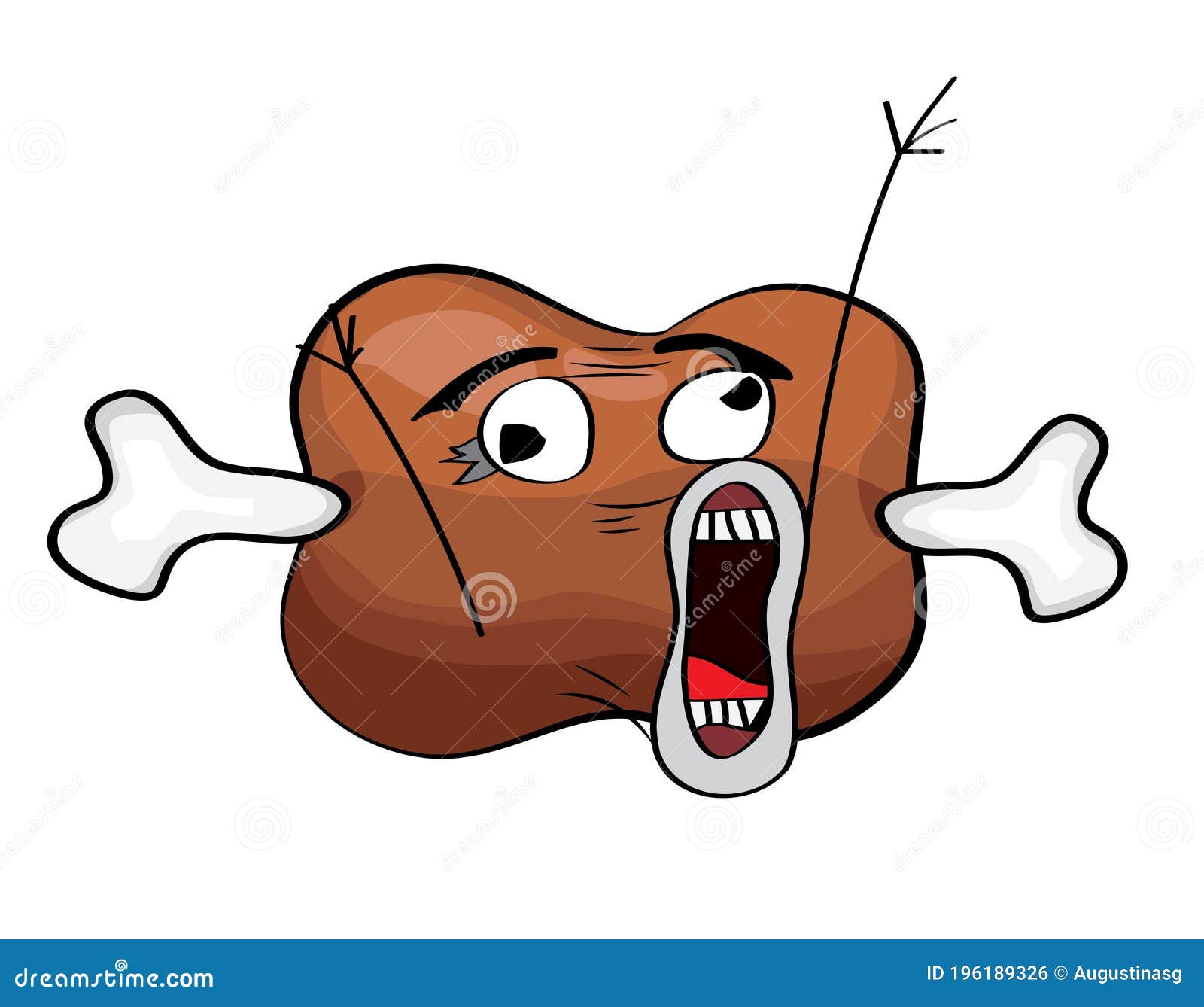 Meat On Bone Isolated. Fresh Pork Cartoon Style. Vector Illustration ...