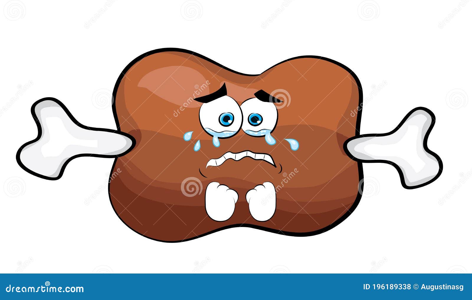 Meat With Crying Character On White Background Vector Illustration ...