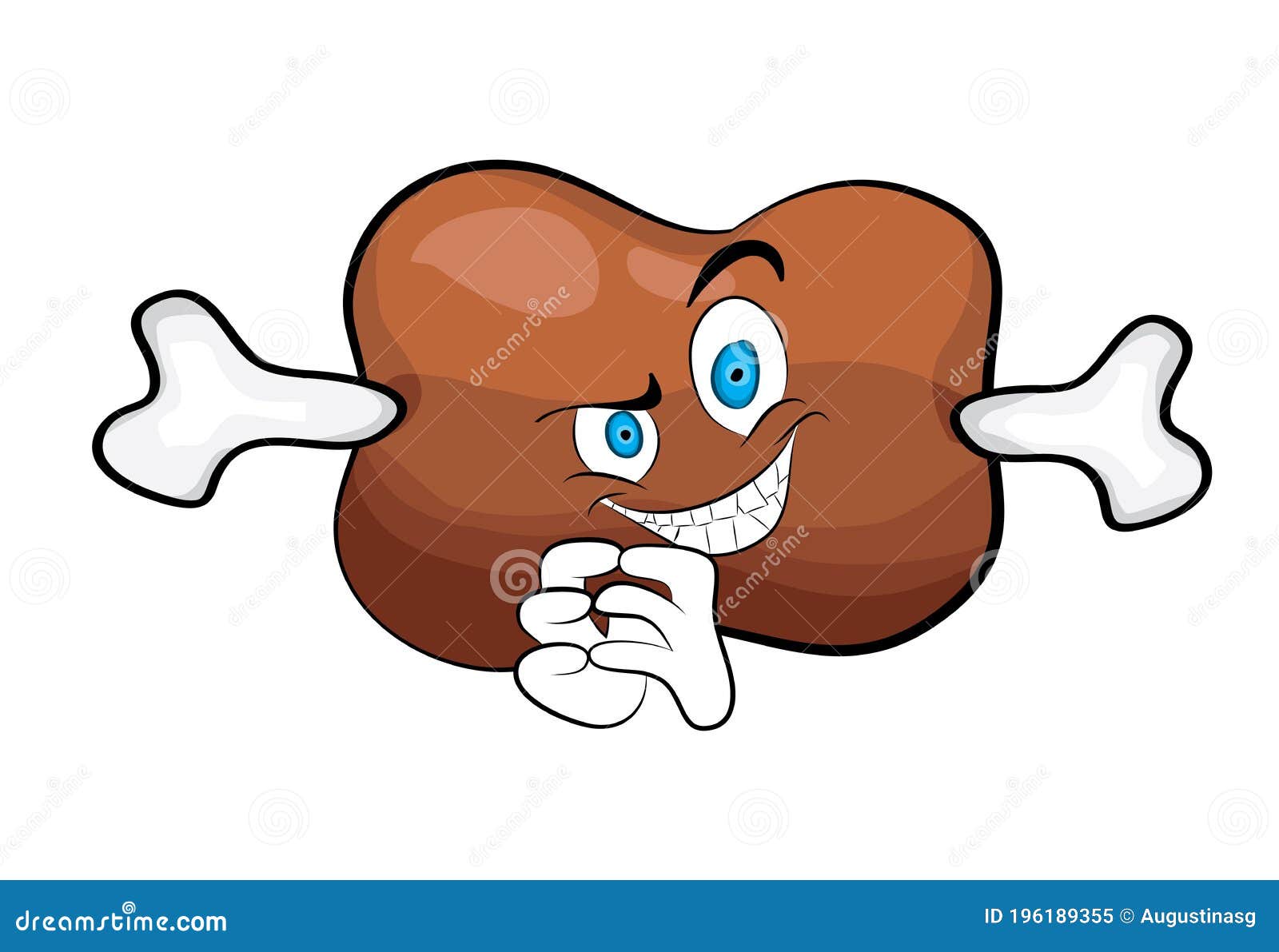Evil Cartoon Illustration of Meat on a Bone Stock Illustration ...