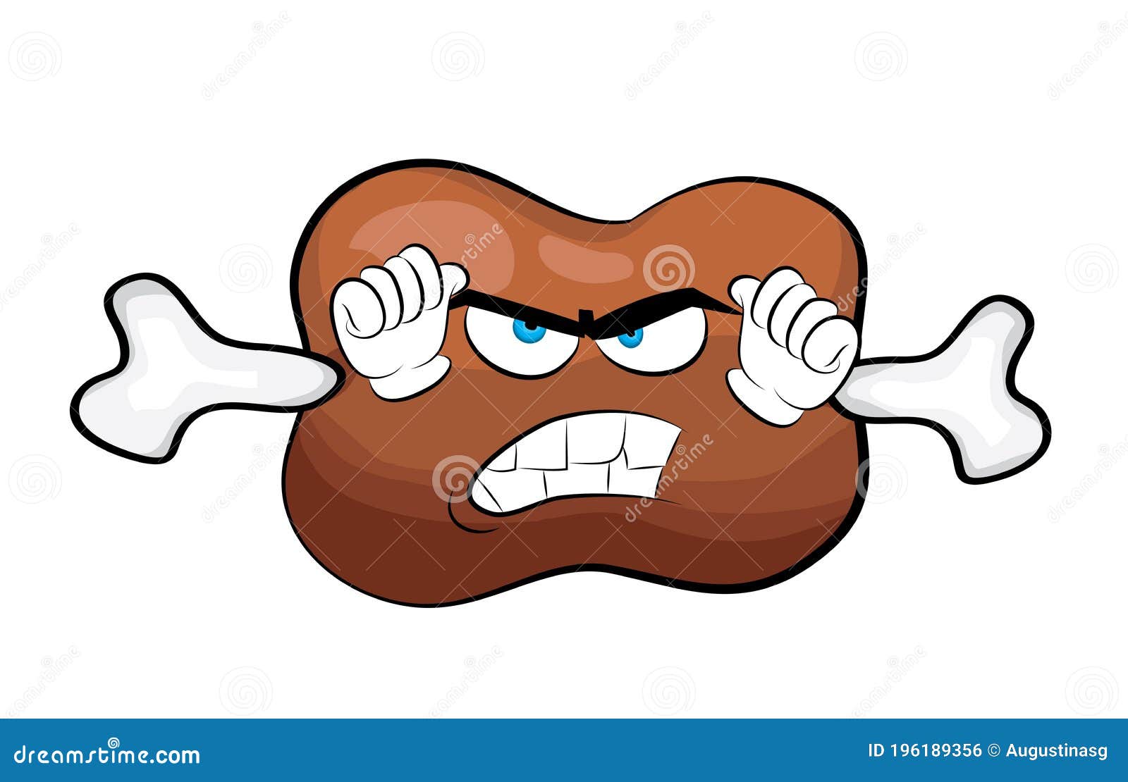 Angry Cartoon Illustration of Meat on a Bone Stock Illustration ...