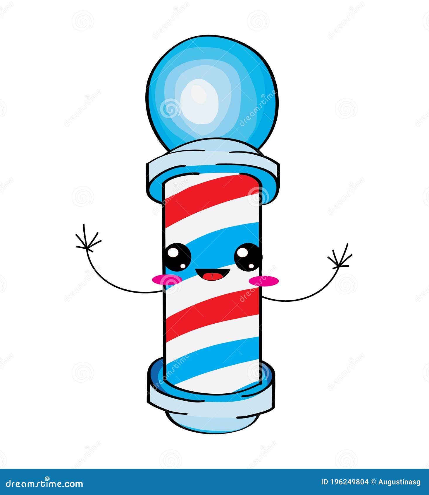 Cute Cartoon Illustration of Barber Pole Light Stock Illustration ...