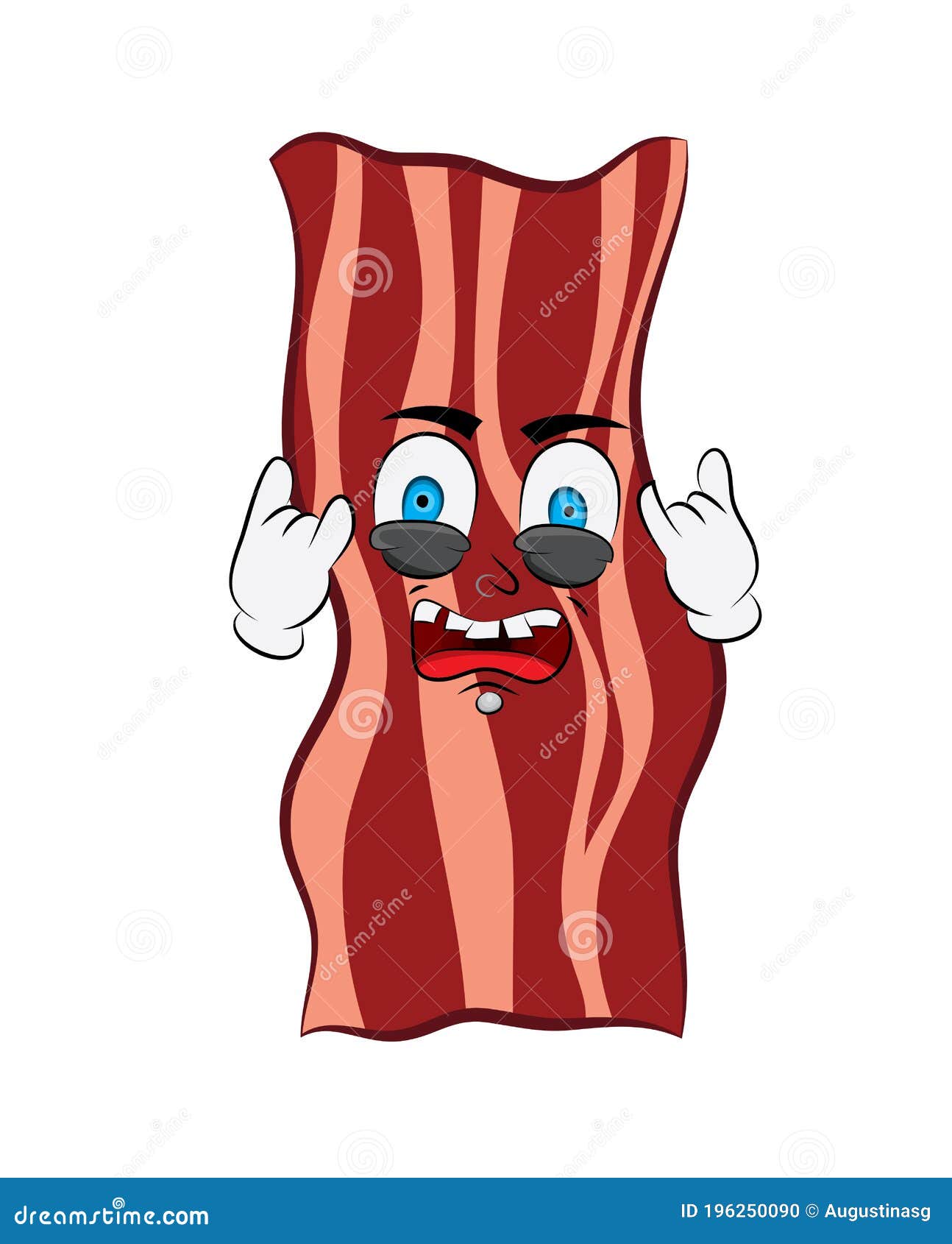 Punk Cartoon Illustration of Bacon Stock Illustration - Illustration of ...