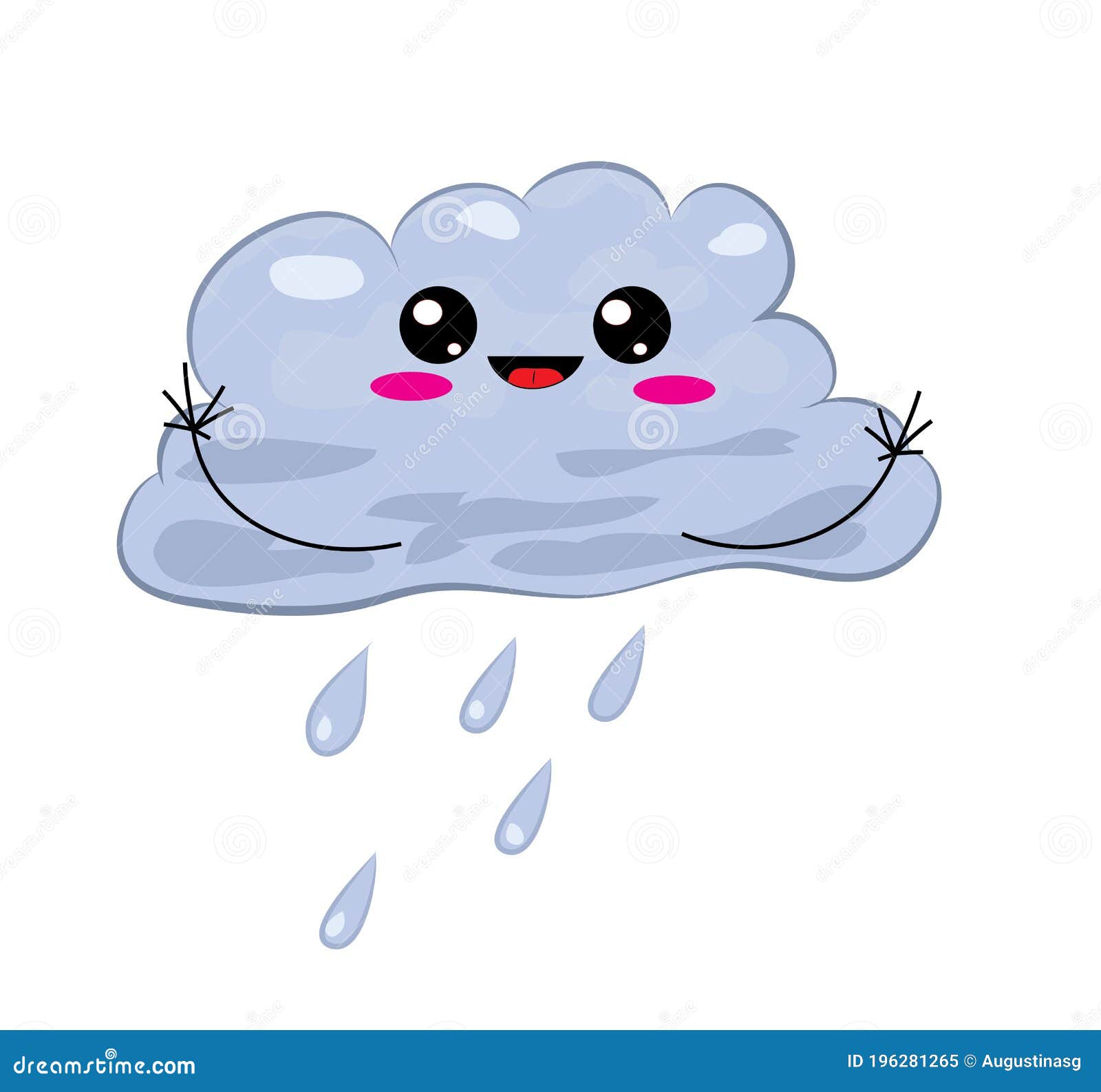 Cute Cartoon Illustration Of Rain Cloud | CartoonDealer.com #196281265