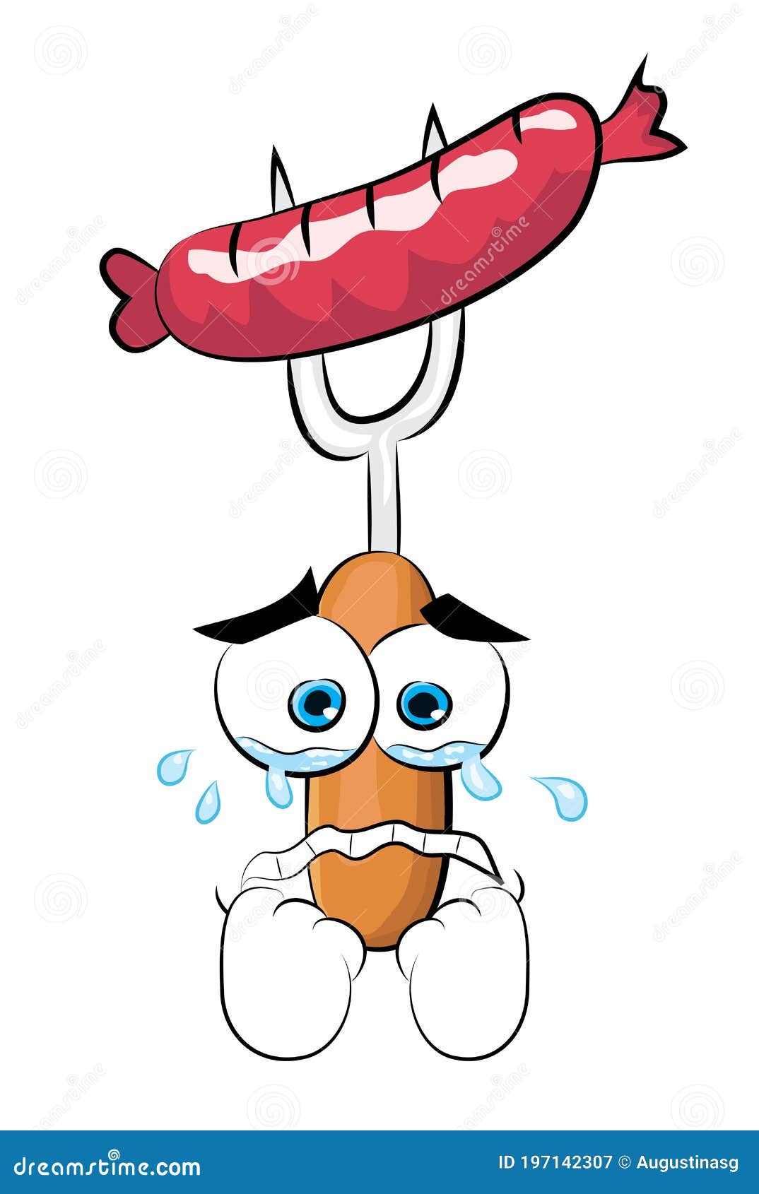 Crying Barbecue Grill Cartoon Character Vector Illustration ...