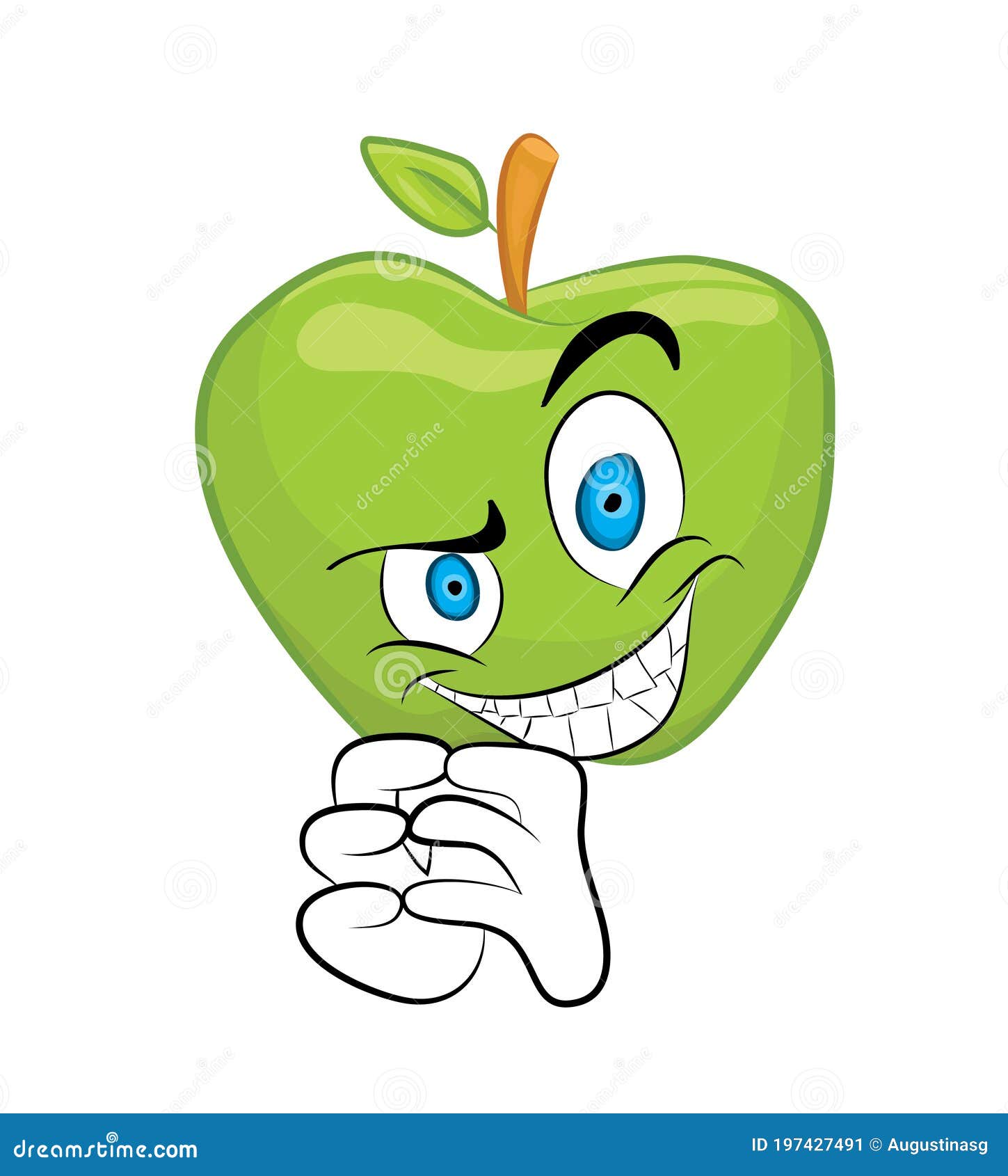 Evil Cartoon Illustration of Green Apple Stock Illustration ...