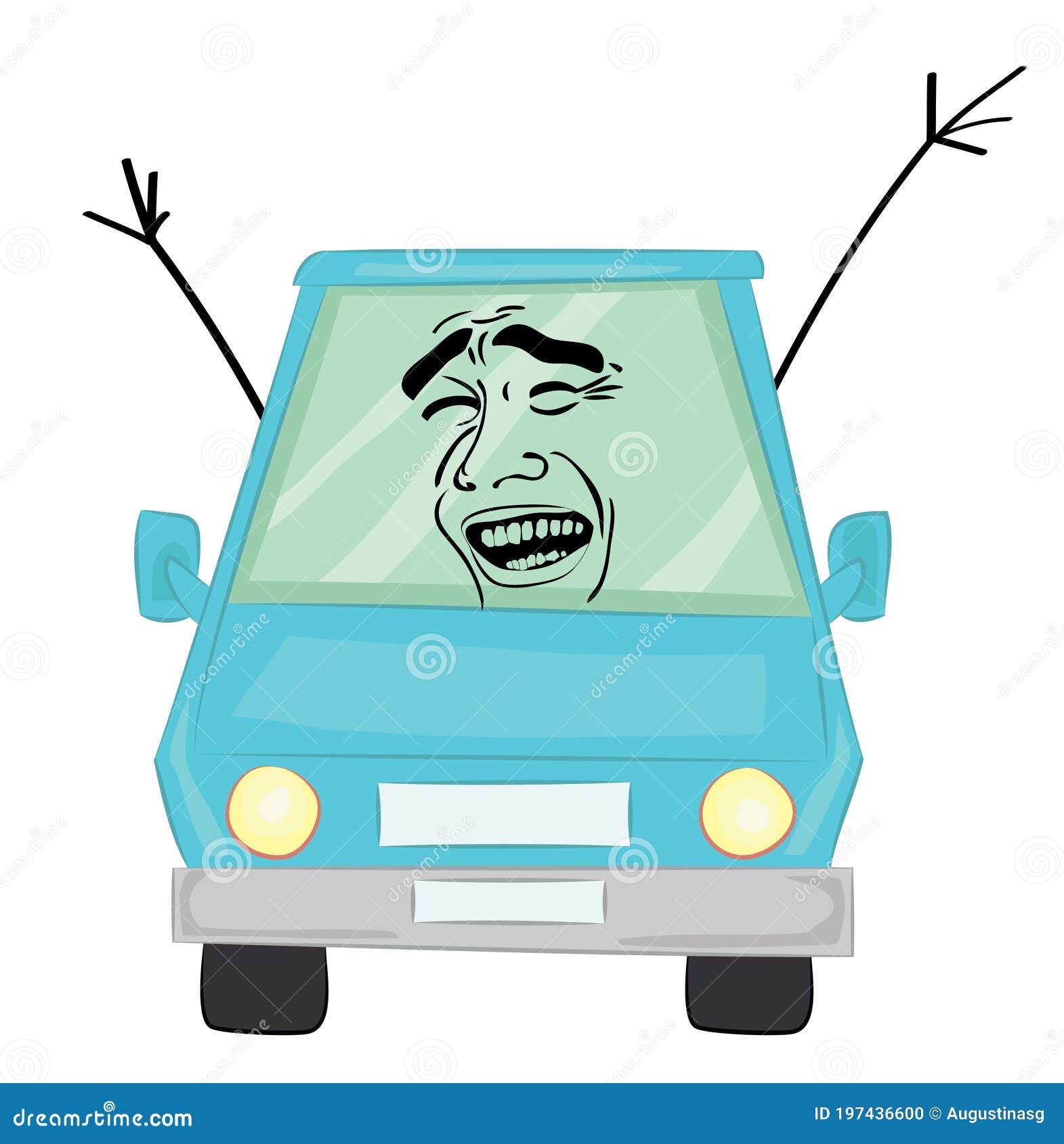 Laughing Internet Meme Illustration of Blue Car Stock Illustration ...