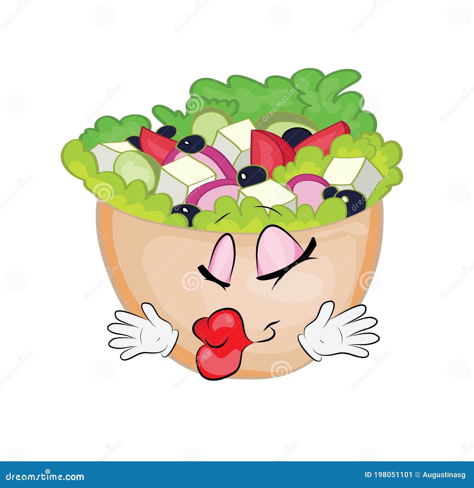 Kissing Cartoon Illustration of Caesar Salad Stock Illustration ...
