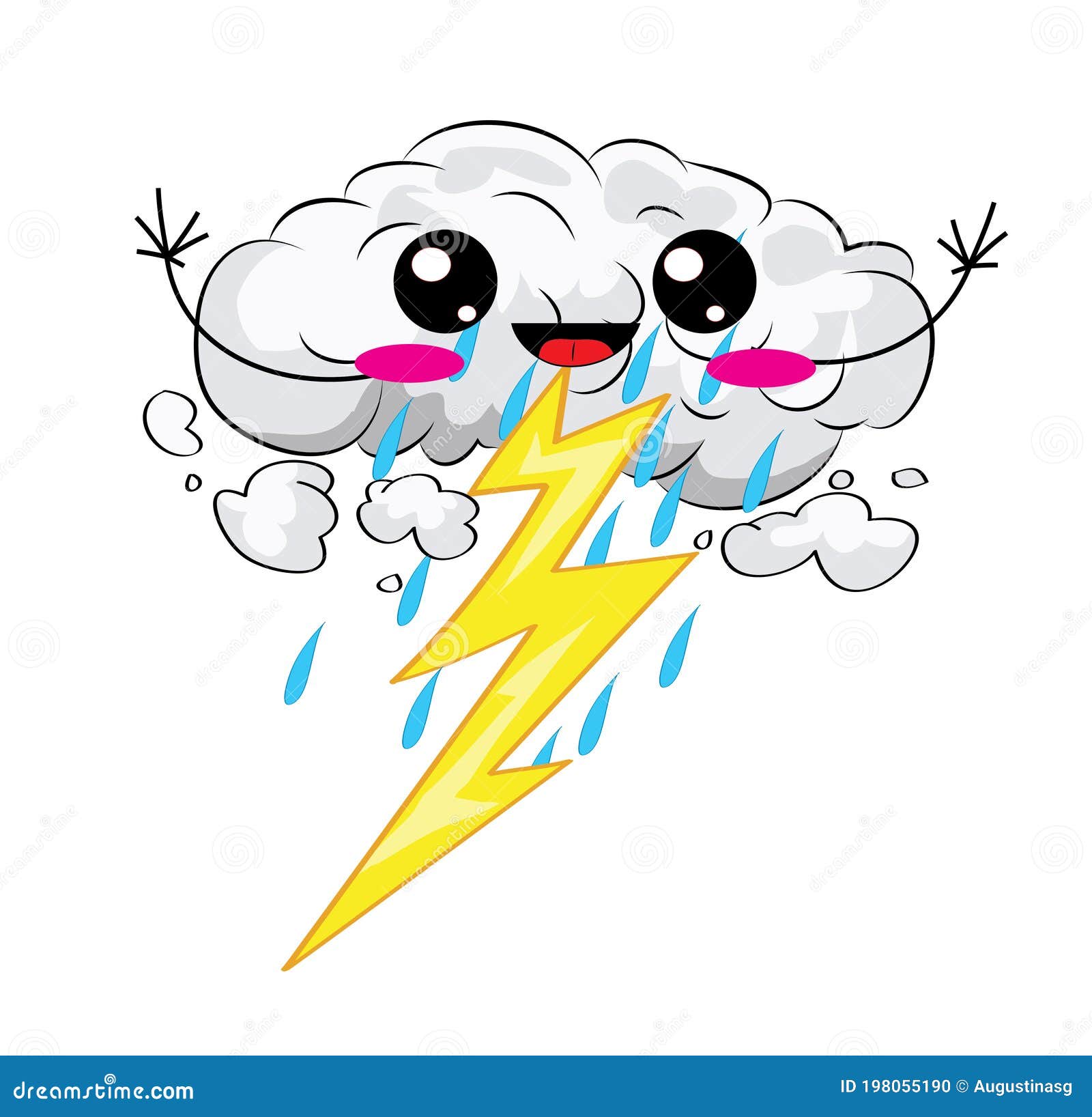Cute Cartoon Illustration Of Clouds And Lightning Stock Illustration ...