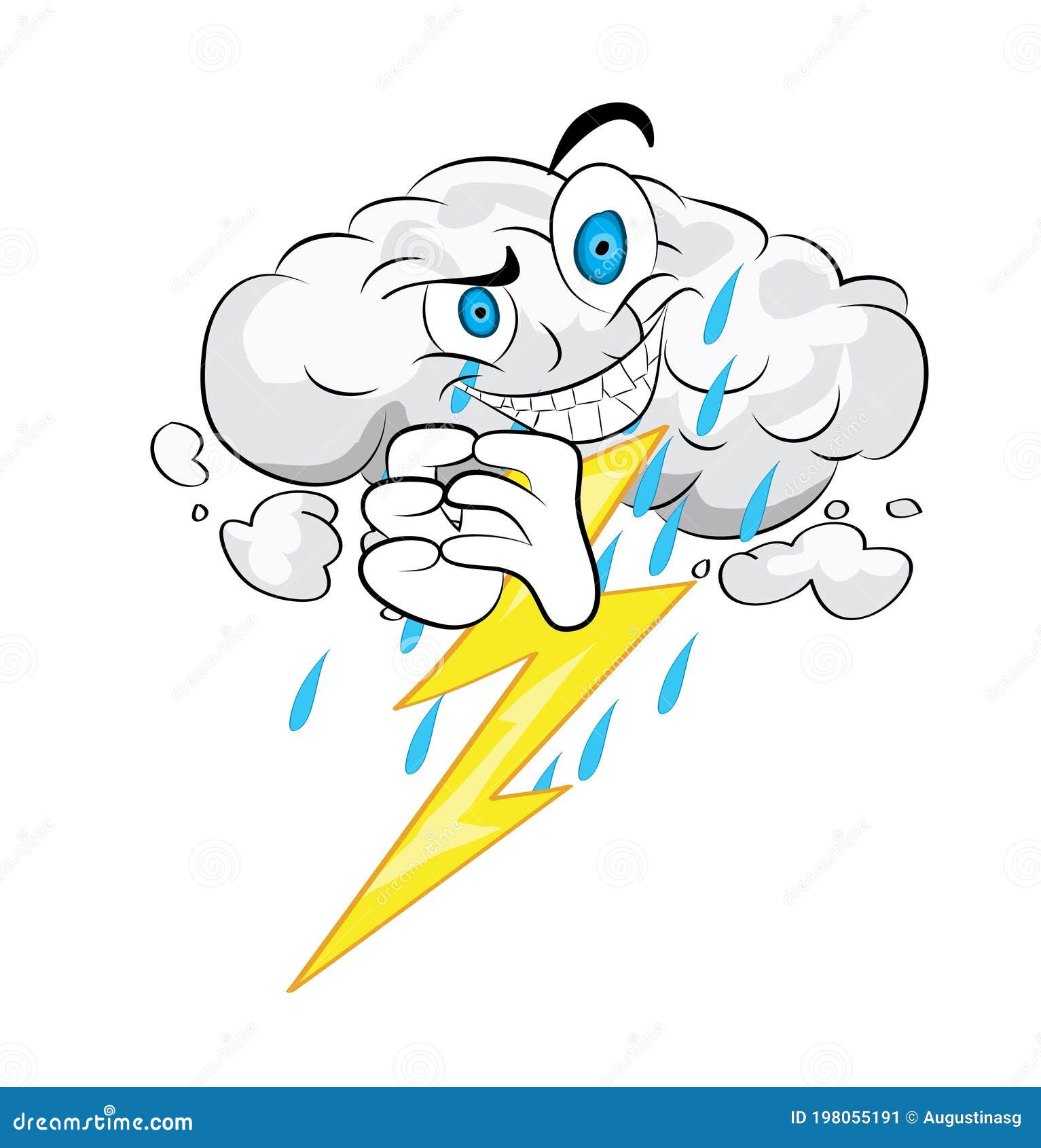Evil Cartoon Illustration of Clouds and Lightning Stock Illustration ...