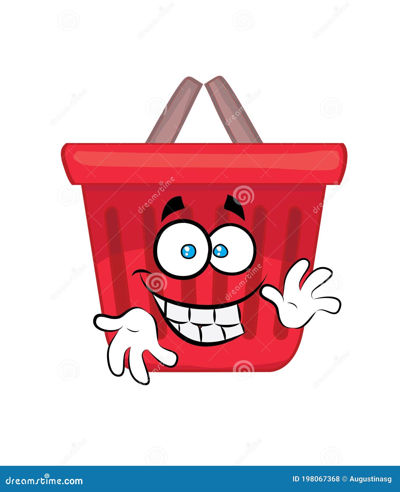 Happy Cartoon Illustration of Shopping Basket Stock Illustration ...