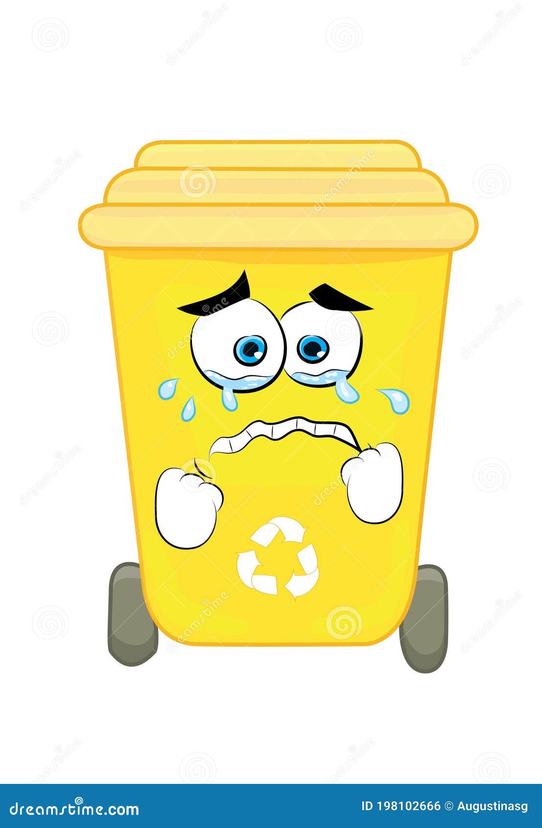 Crying Cartoon Illustration of Garbage Container Stock Illustration ...