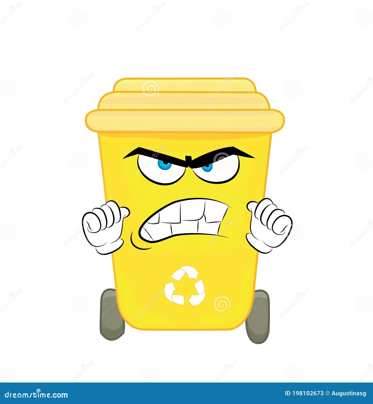 Angry Cartoon Illustration Of Garbage Container | CartoonDealer.com ...
