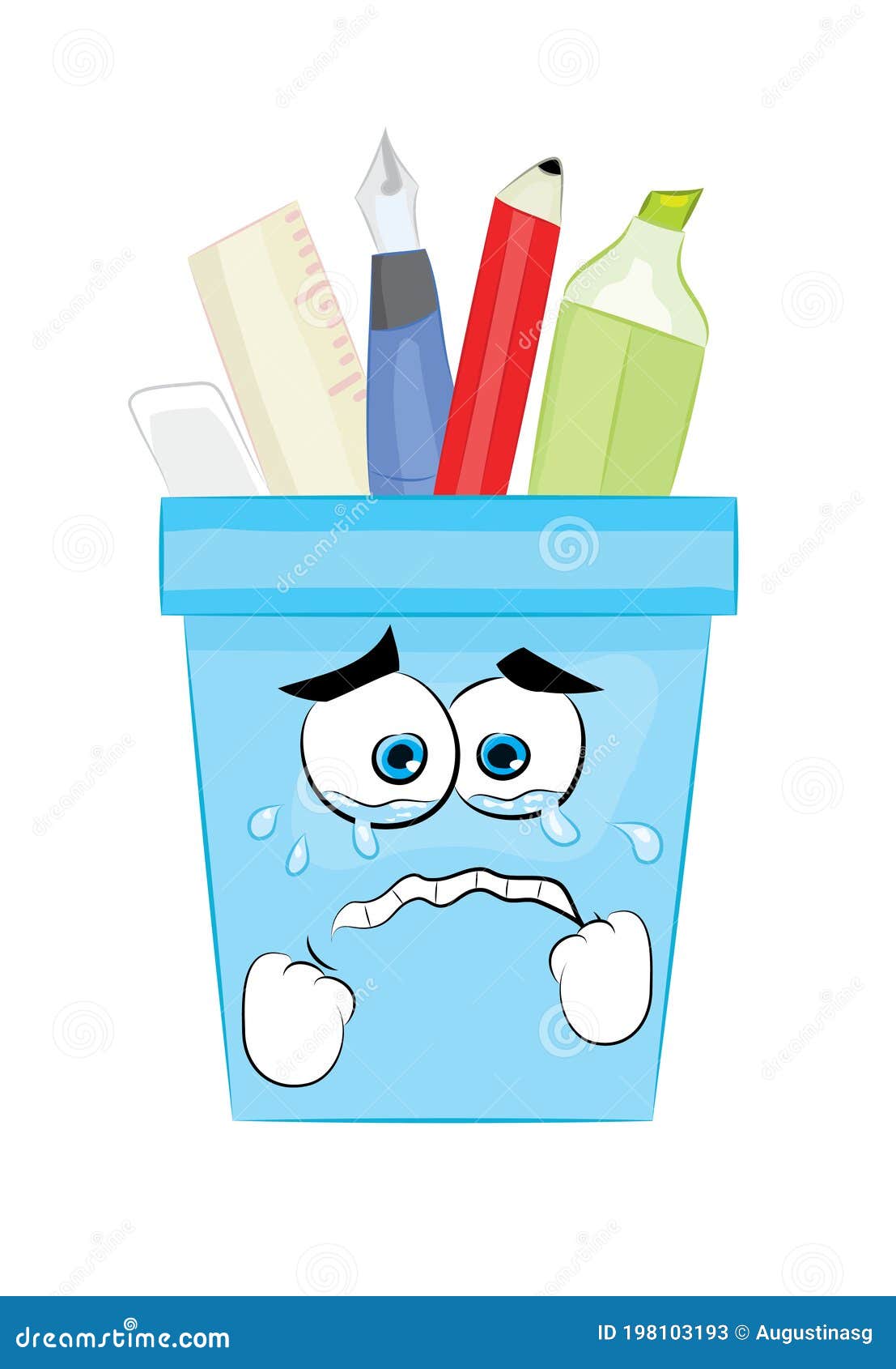 Sad Crying Pencil Cartoon Character Vector Illustration | CartoonDealer ...