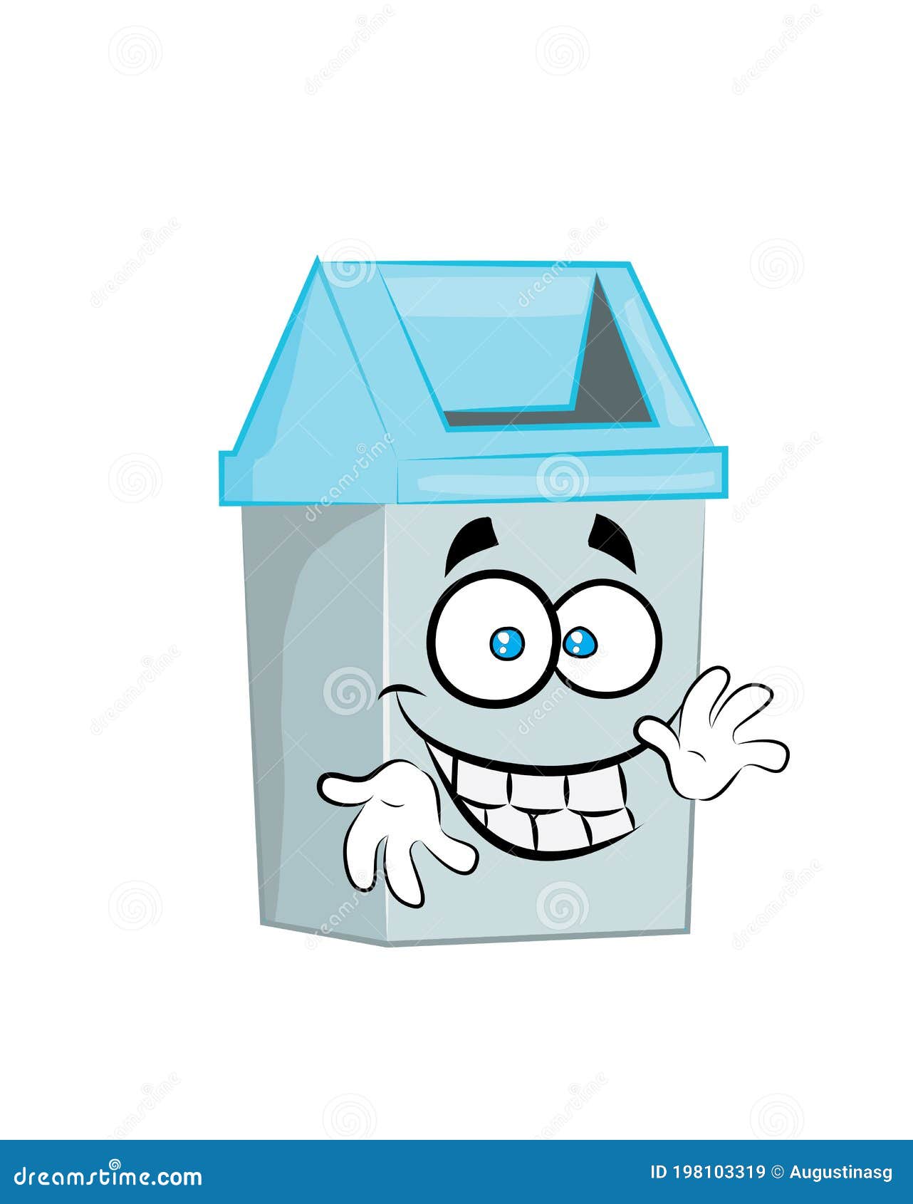 Happy Cartoon Illustration of Trash Can Stock Illustration ...