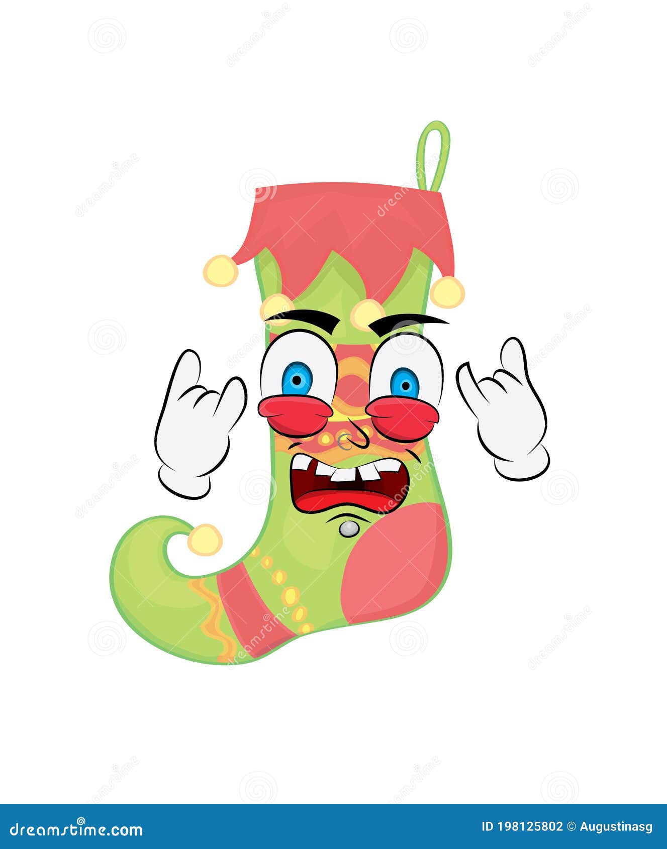 Punk Cartoon Illustration of Christmas Elf Sock Stock Illustration ...