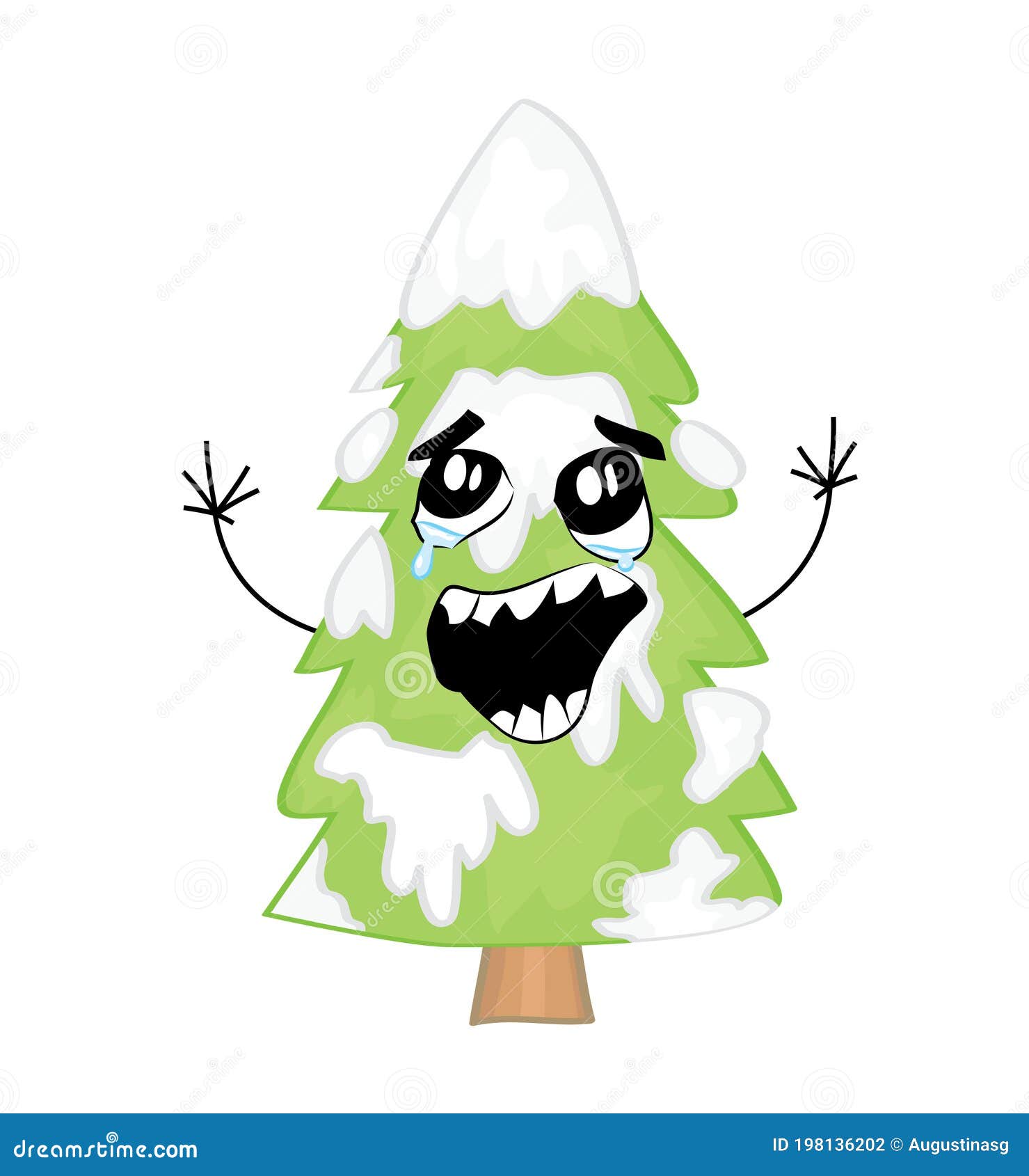 Crying Internet Meme Illustration of Christmas Tree with a Snow on it ...