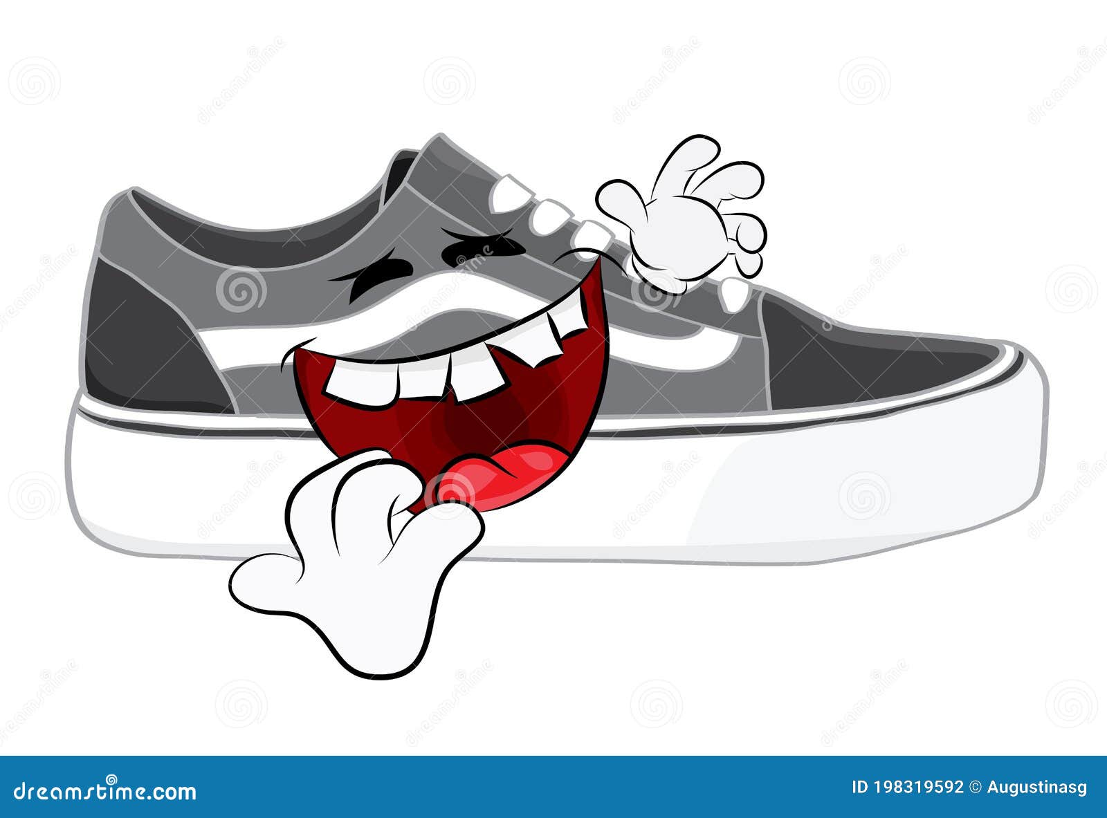 Laughing Cartoon Illustration of Fashionable Shoes Stock Illustration ...