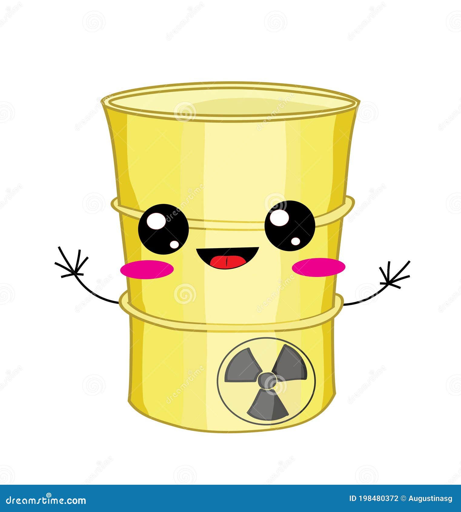 Cute Cartoon Illustration of Toxic Waste Barrel Stock Illustration ...
