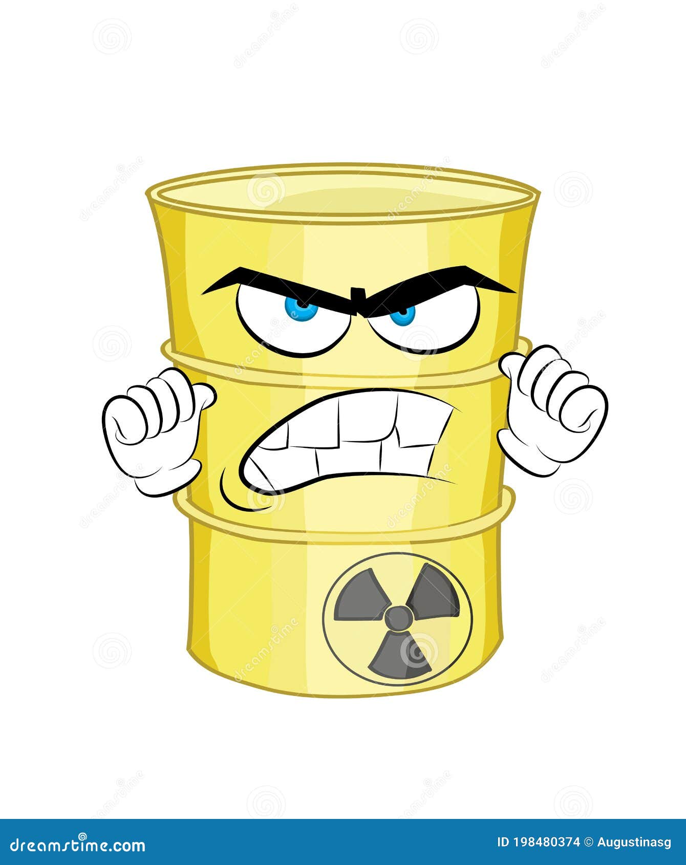 Angry Cartoon Illustration of Toxic Waste Barrel Stock Illustration ...