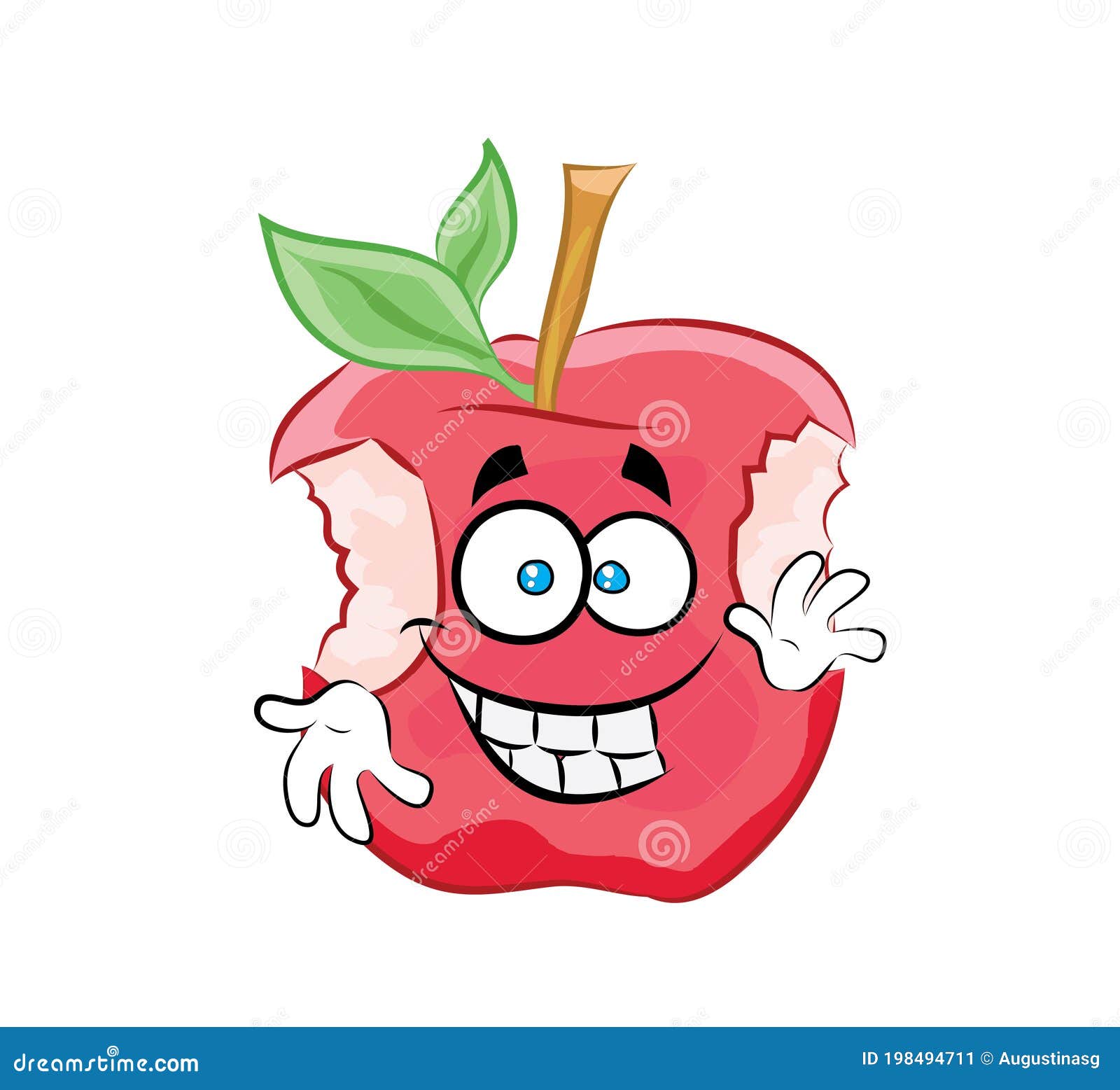Happy Cartoon Illustration of Bitten Apple Stock Illustration ...