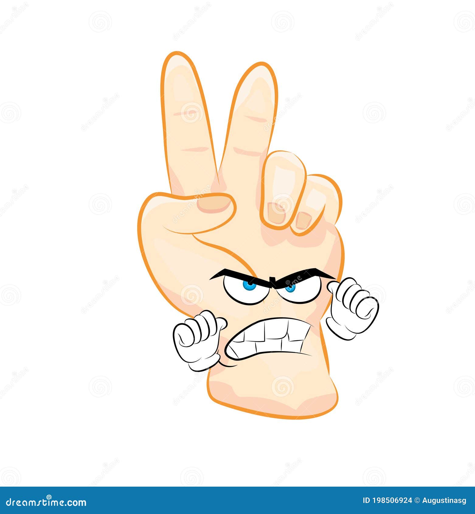 Angry Cartoon Illustration of Peace or Victory Symbol Stock ...