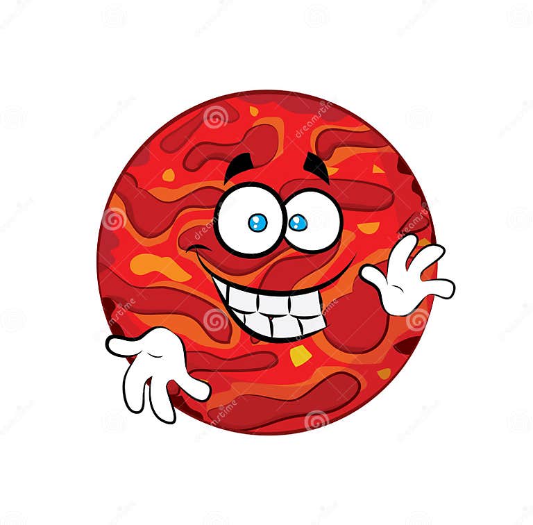Happy Cartoon Illustration of Mars Planet Stock Illustration ...