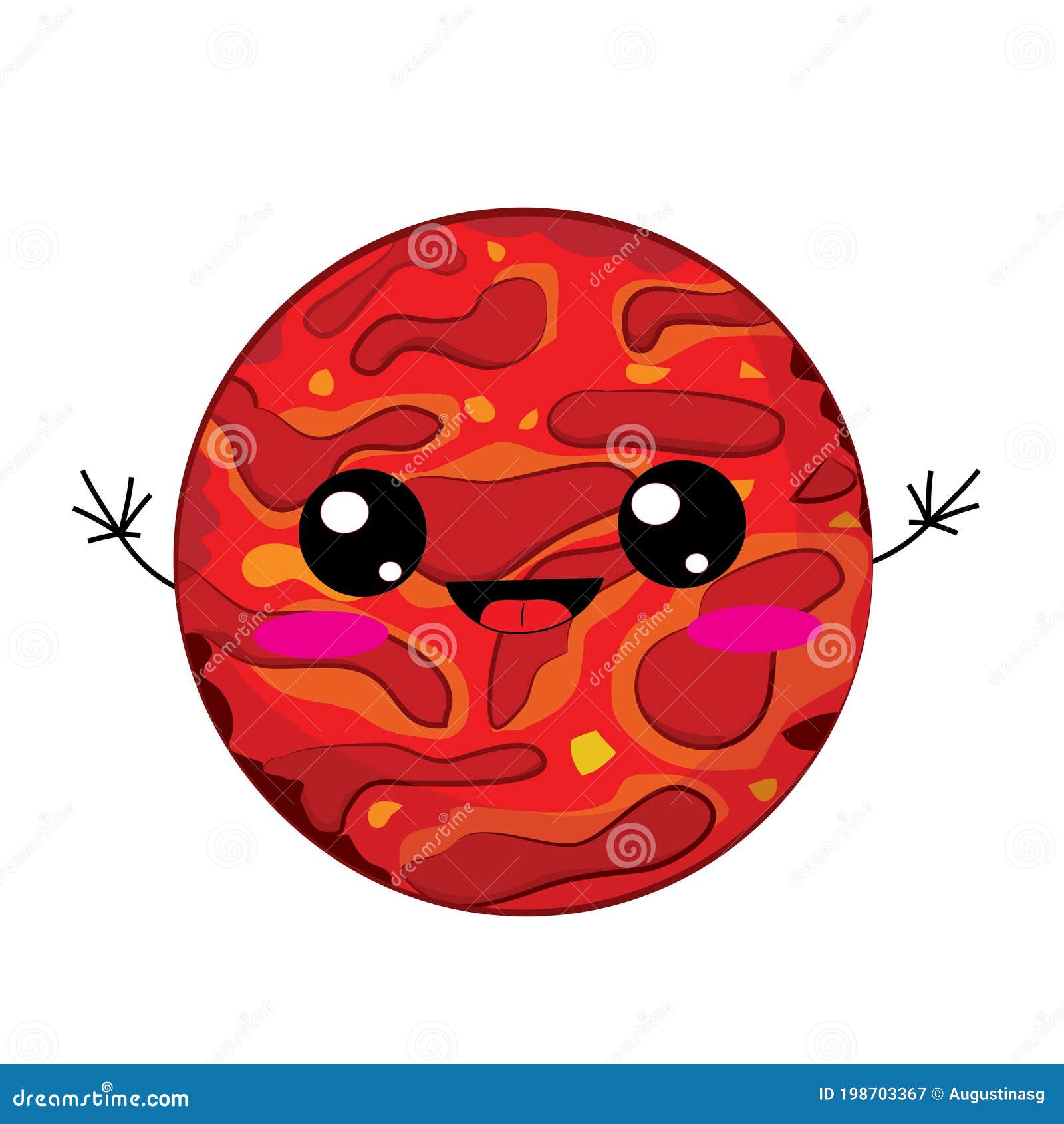 Set Of Cute Mars Smiley. Mars Emoticons, Flat Emoji, Kawaii Style Emotion Royalty-Free Cartoon ...