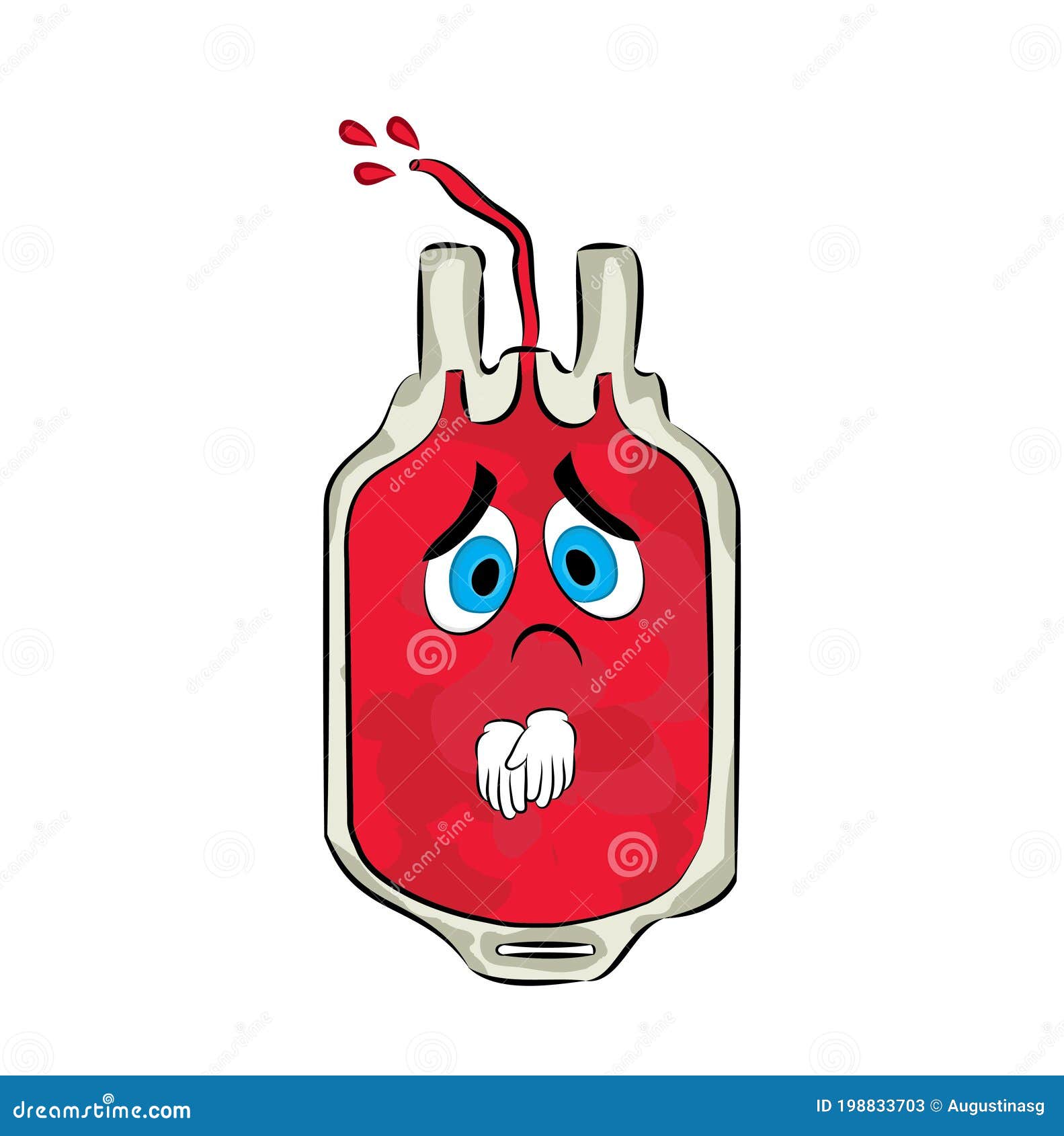 Sad Cartoon Illustration of Blood Pack Stock Illustration ...