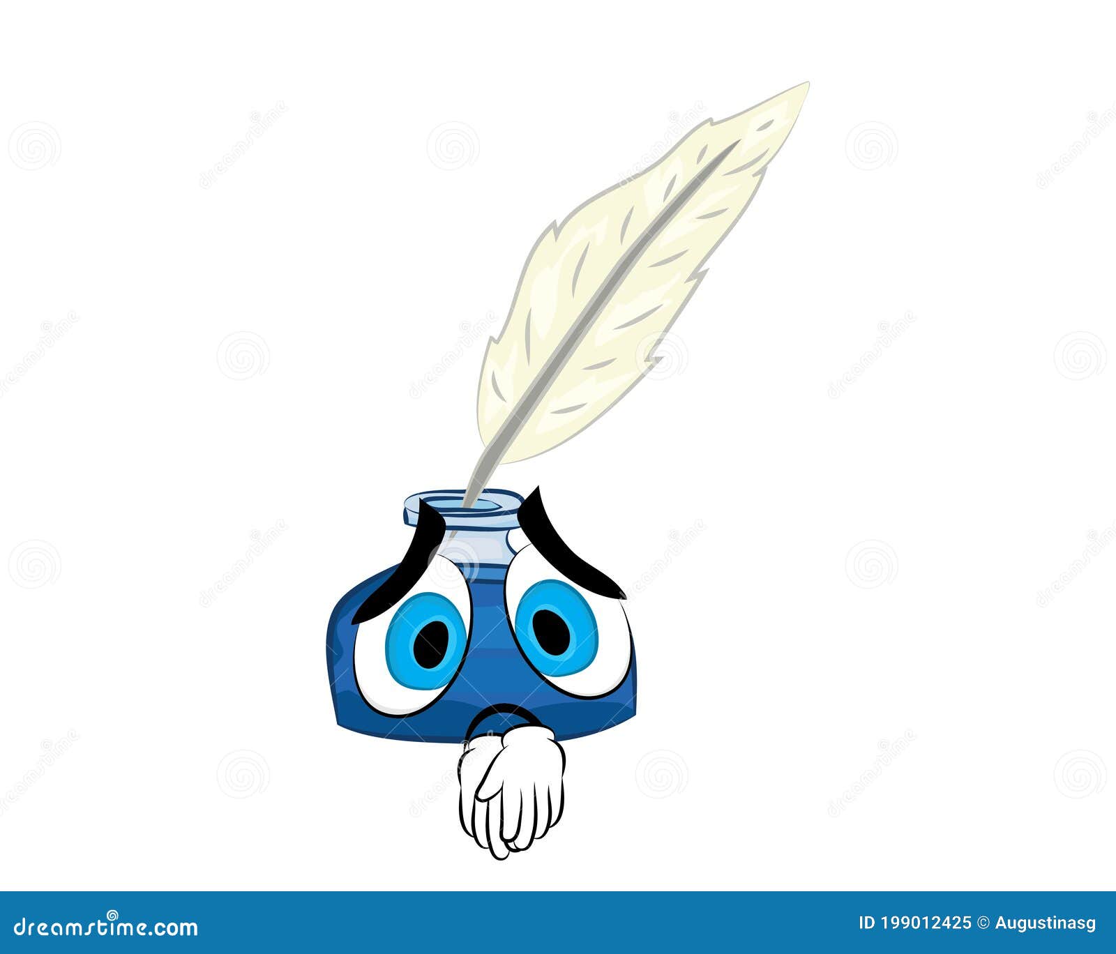 Sad Cartoon Illustration of Ink Feather Stock Illustration ...