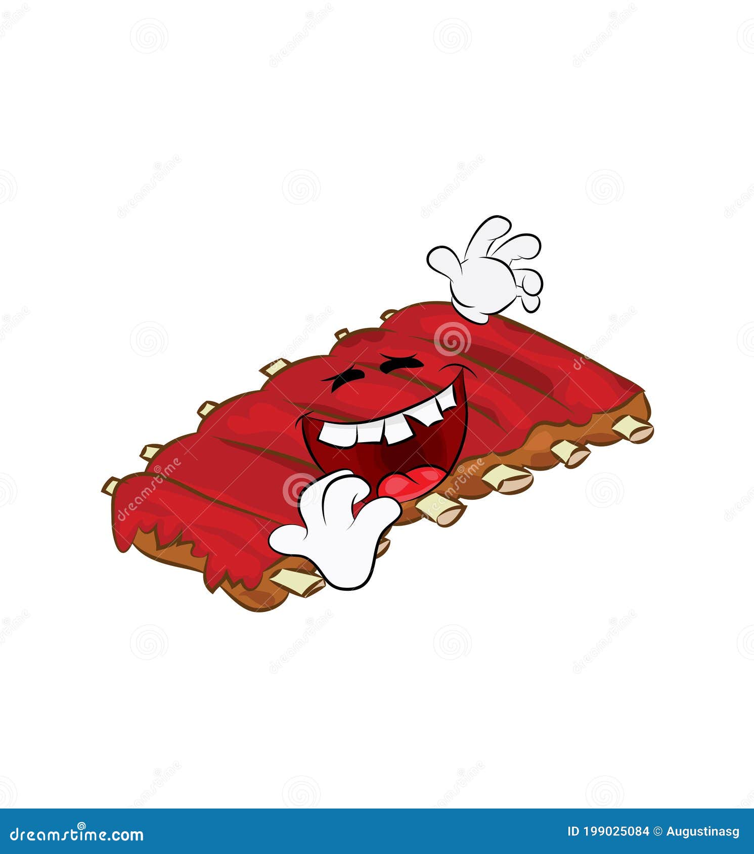 Laughing Cartoon Illustration of Bbq Ribs Stock Illustration ...