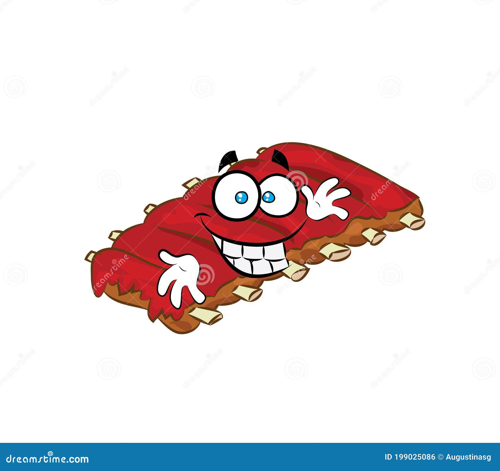 Happy Cartoon Illustration of Bbq Ribs Stock Illustration ...