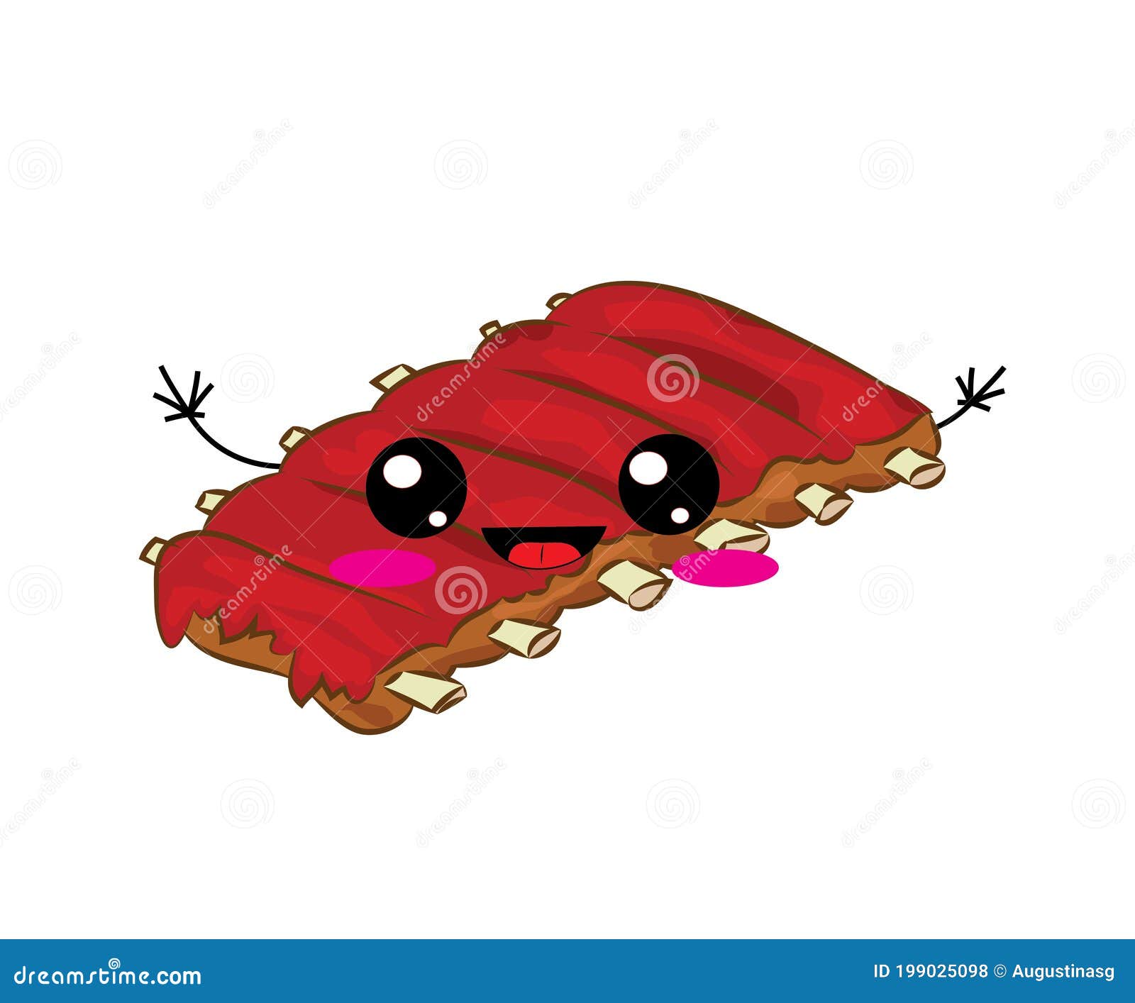 Cute Cartoon Illustration of Bbq Ribs Stock Illustration - Illustration ...
