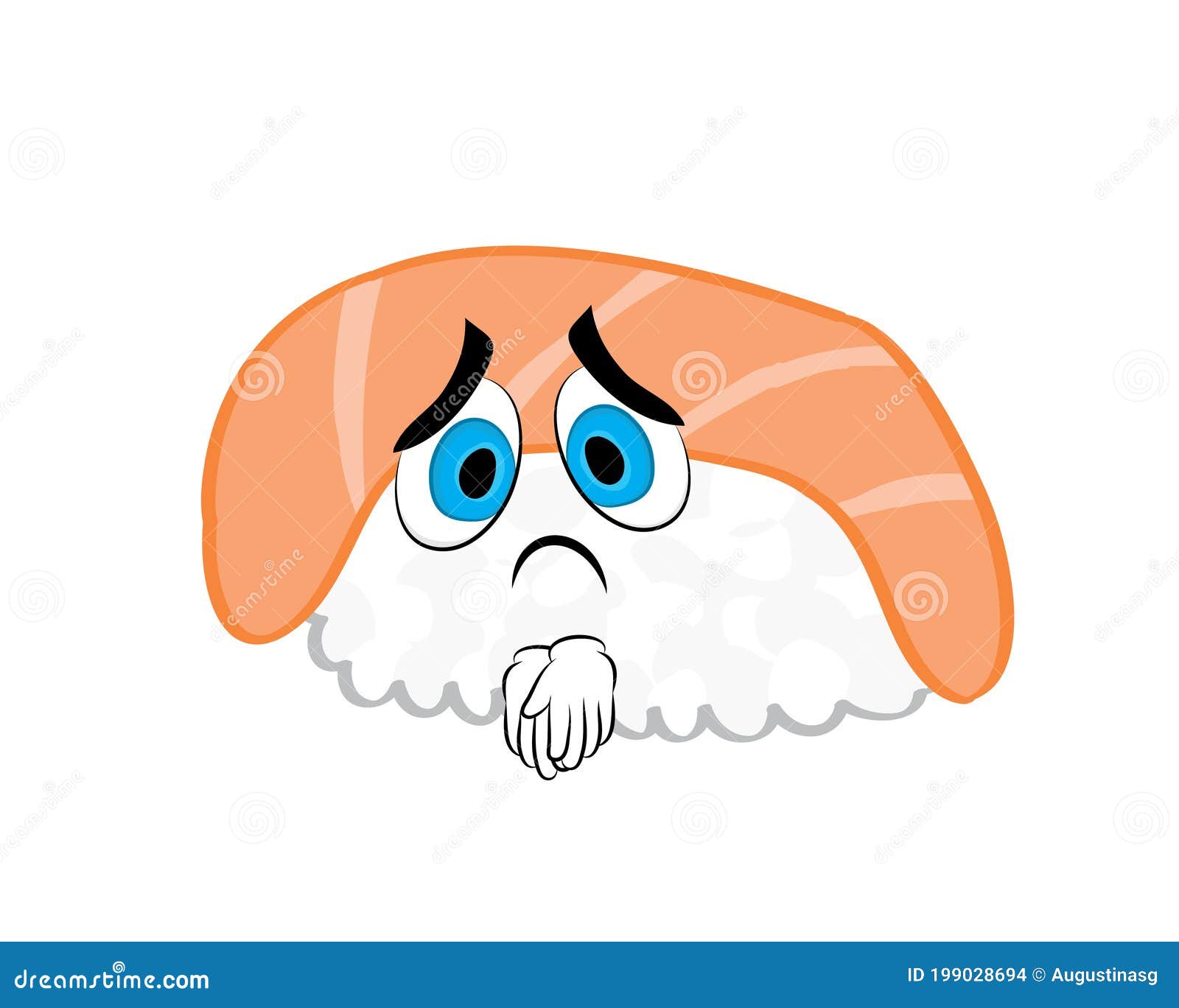 Sad Cartoon Illustration of Sushi Stock Illustration - Illustration of ...