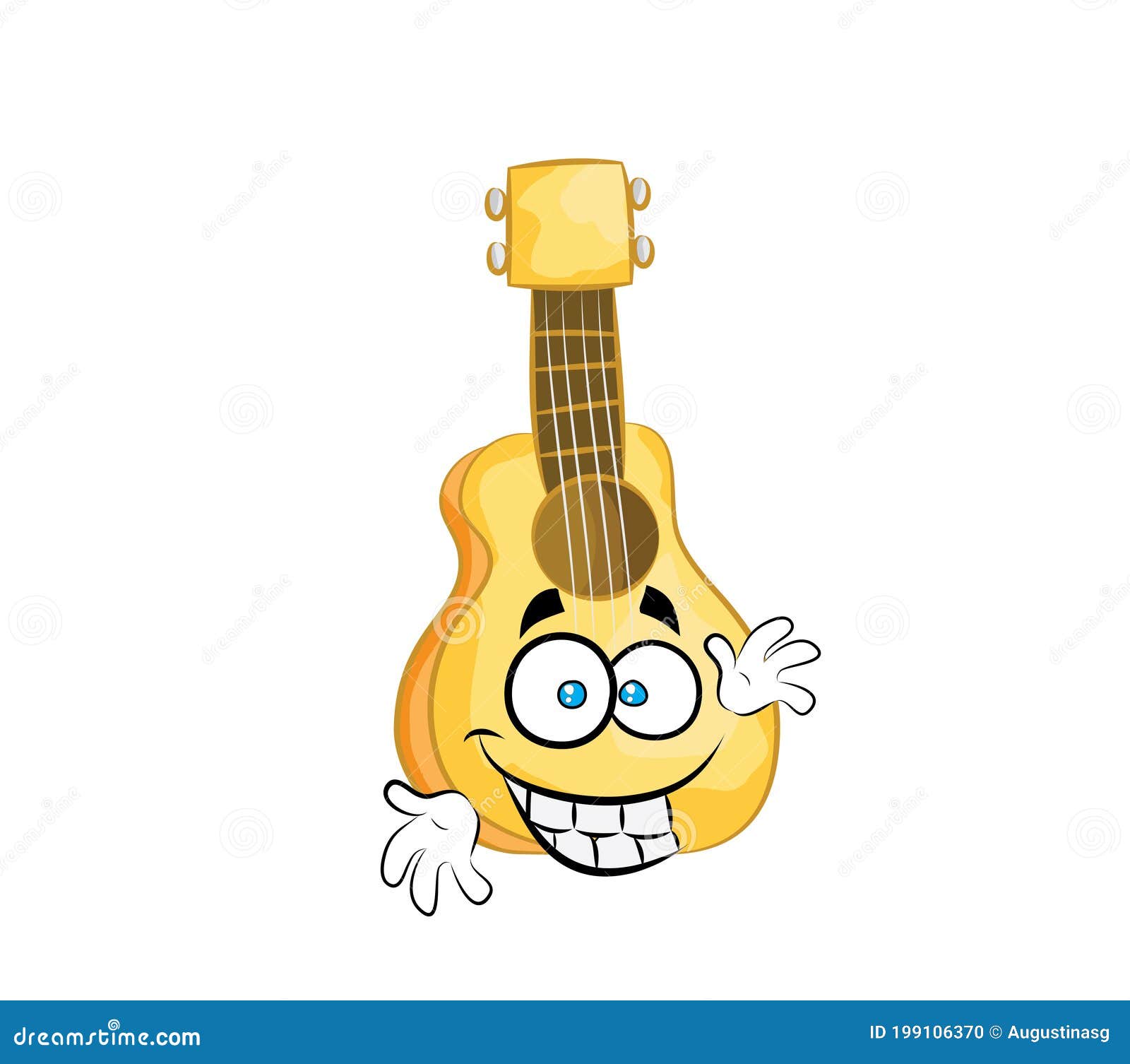 Happy Guy With Ukulele. Cartoon Character. Vector Illustration ...