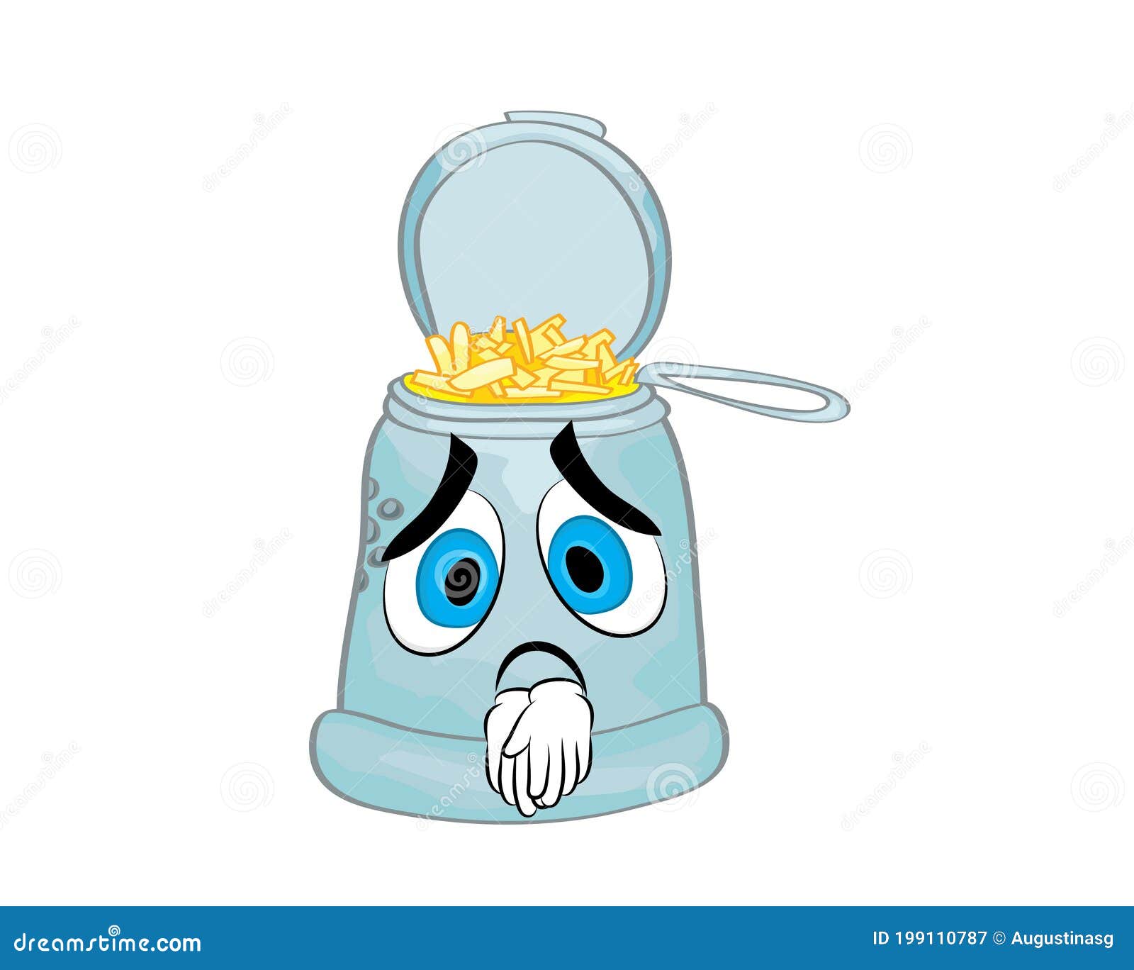 Sad Cartoon Illustration of Fries Fryer Stock Illustration ...