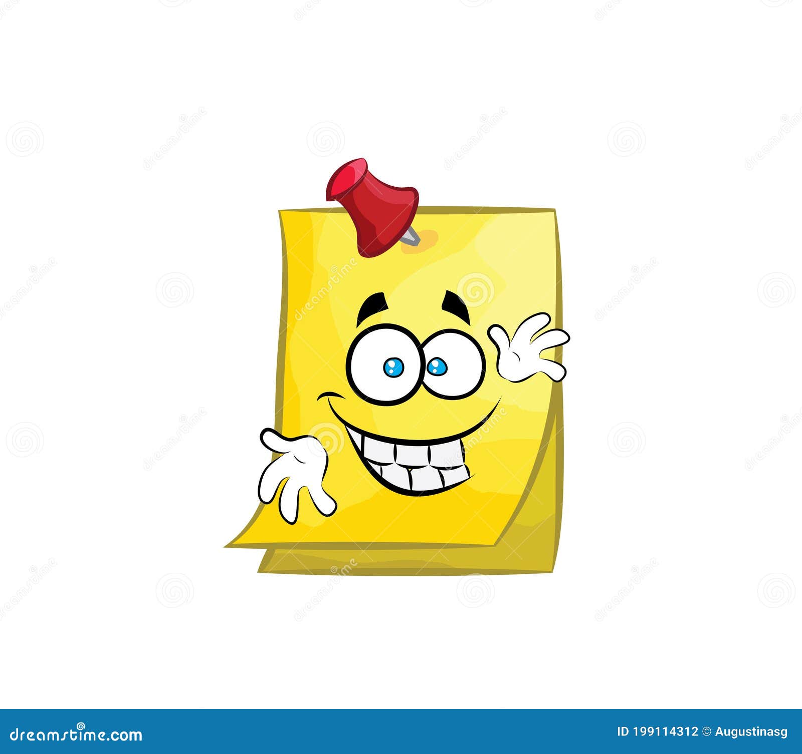 Happy Cartoon Illustration of Sticky Note Stock Illustration ...