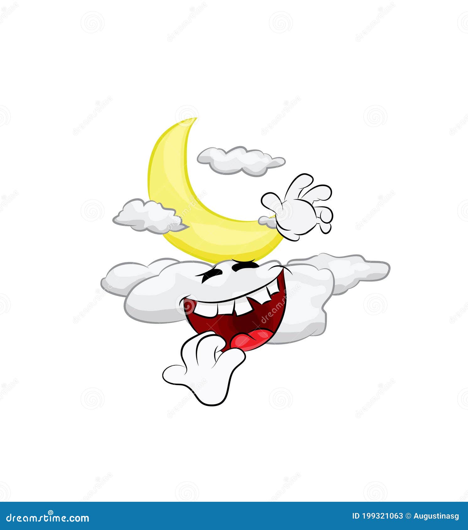 Laughing Cartoon Illustration of Moon Clouds Stock Illustration ...