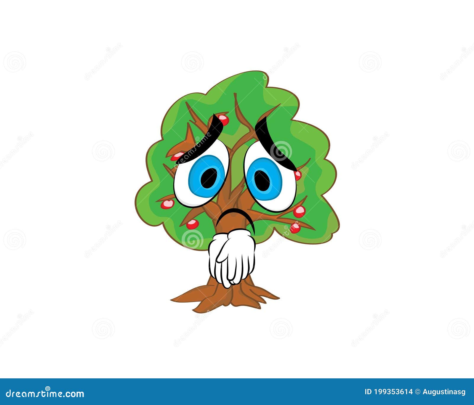 Sad Cartoon Illustration of Apple Tree Stock Illustration ...