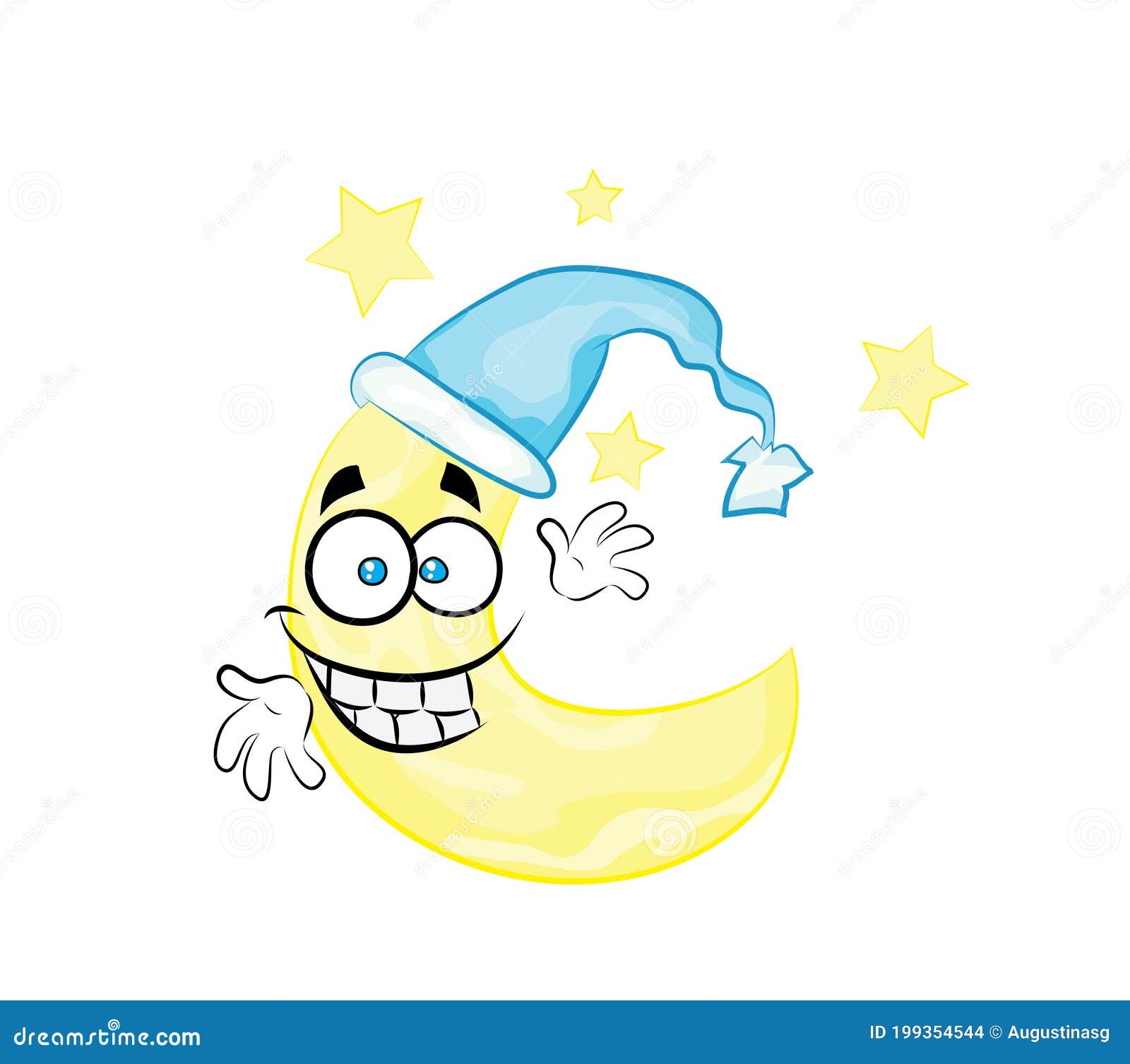 Happy Cartoon Illustration of Half Moon Stock Illustration ...