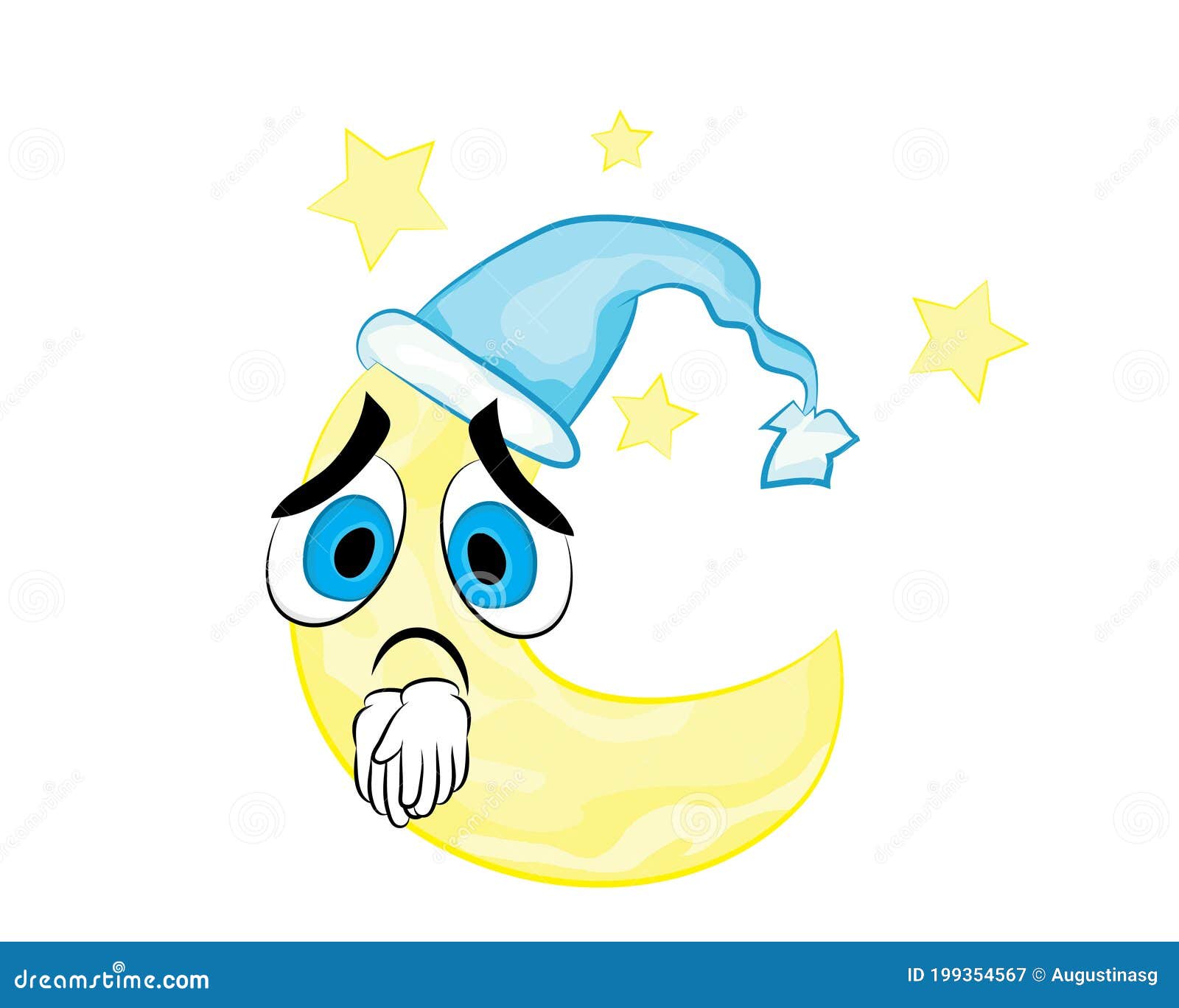 Sad Cartoon Illustration of Half Moon Stock Illustration - Illustration ...