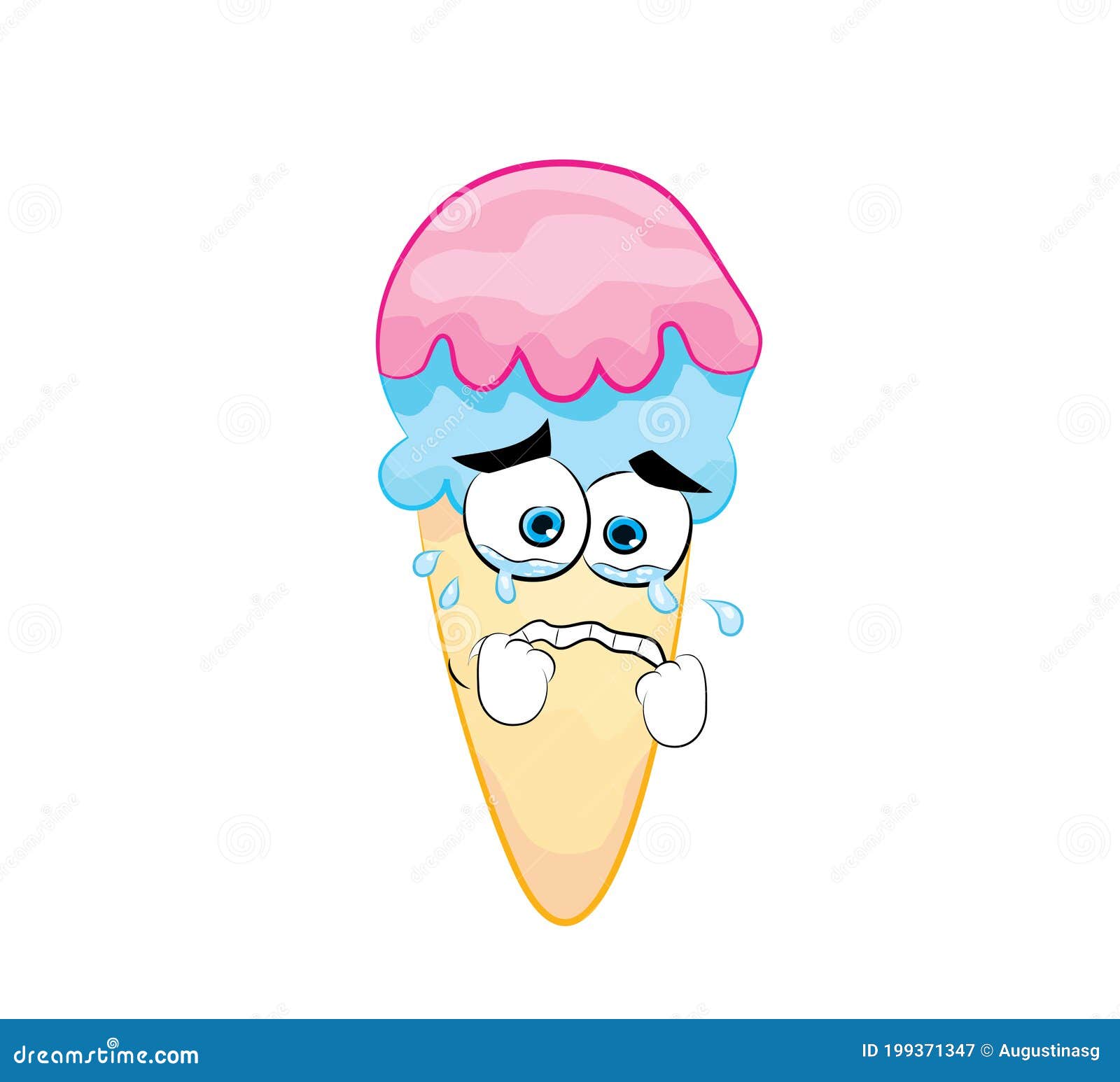 Crying Ice Cream Shaped With Stick Cartoon Vector Illustration ...