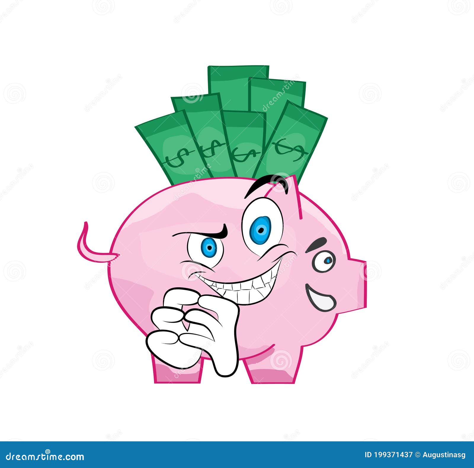 Evil Cartoon Illustration of Savings Account Pig. Money Savings Stock ...