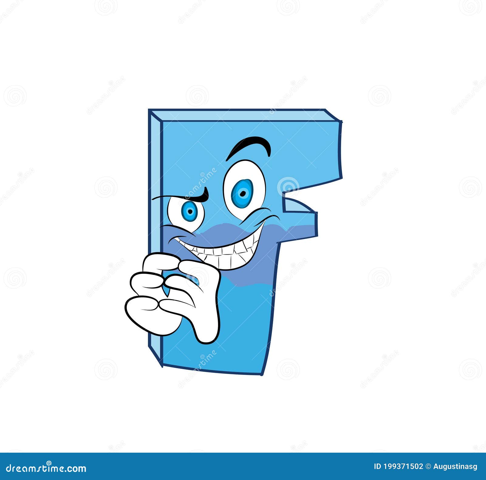 Evil Cartoon Illustration of Blue F Letter Stock Illustration ...