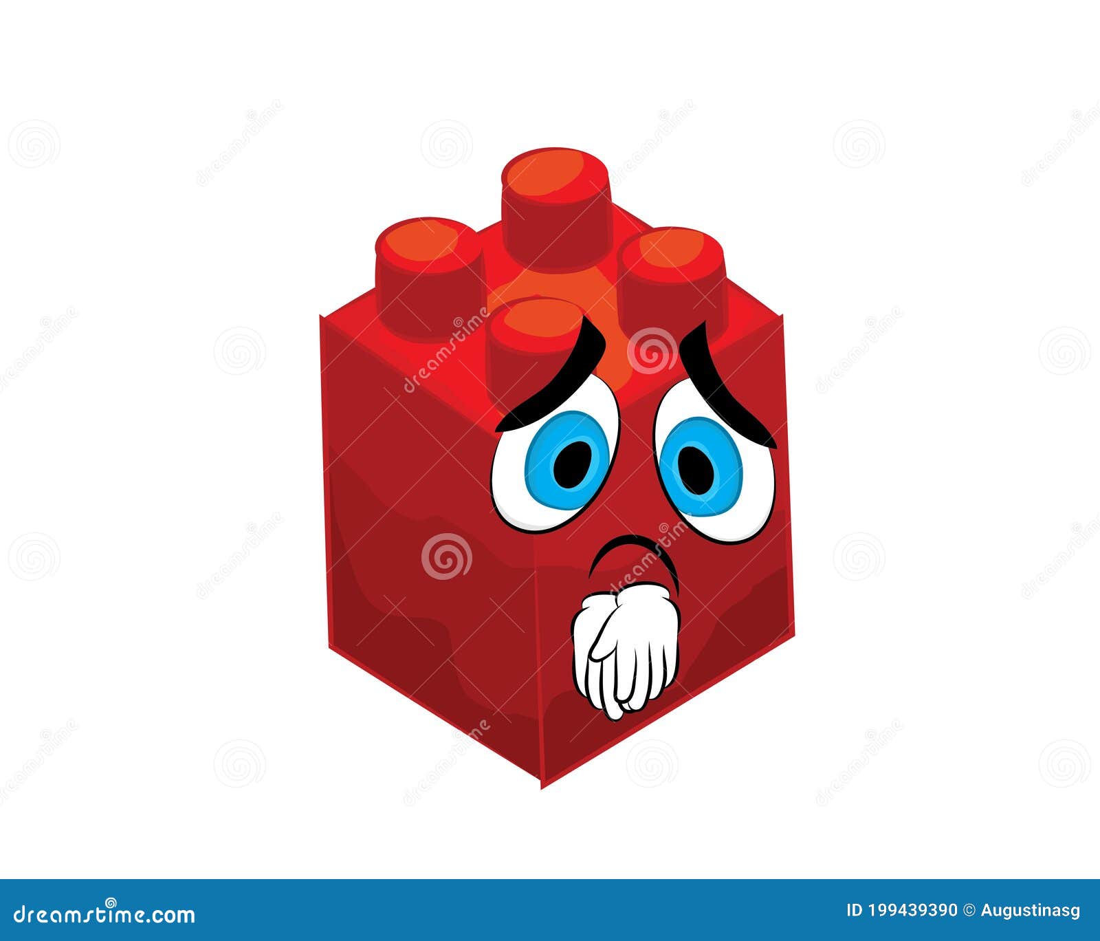 Sad Cartoon Illustration of Lego Piece Stock Illustration ...