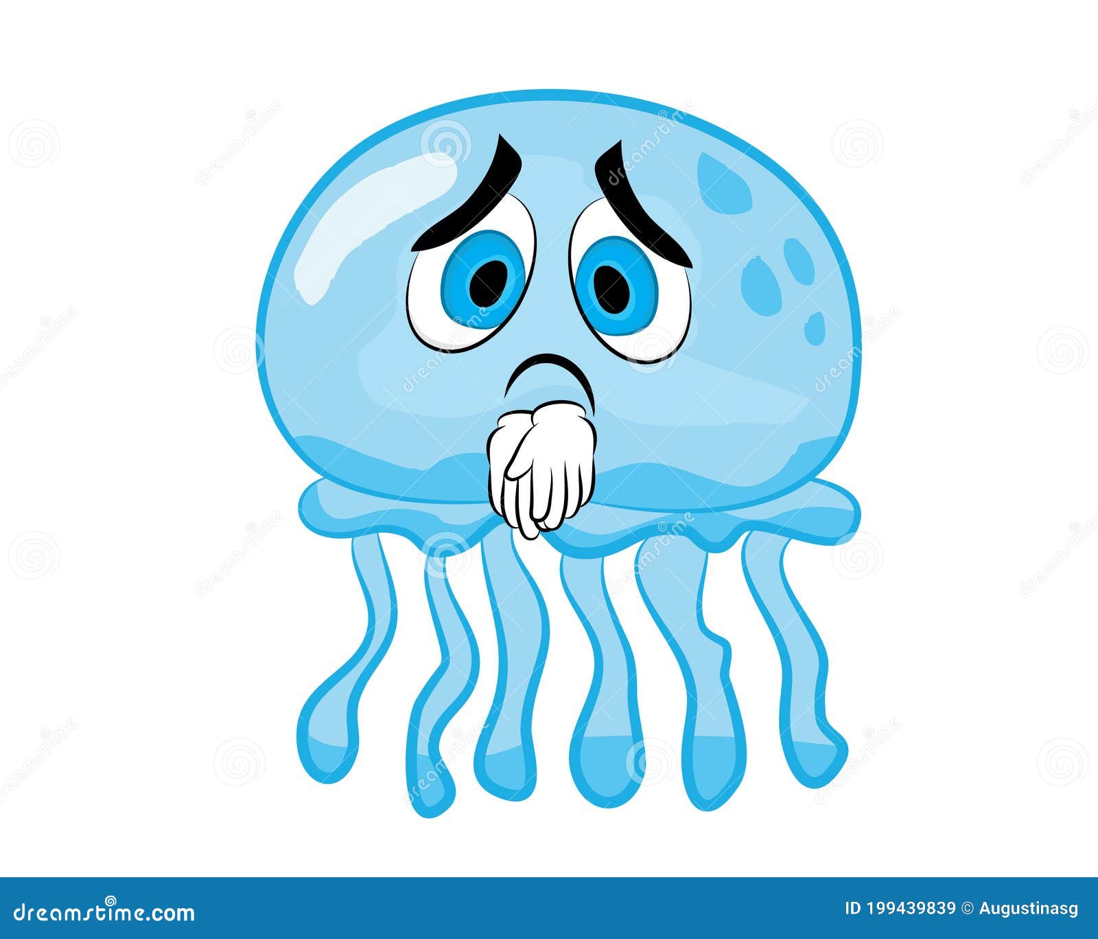 Sad Cartoon Illustration of Jelly Fish Stock Illustration ...