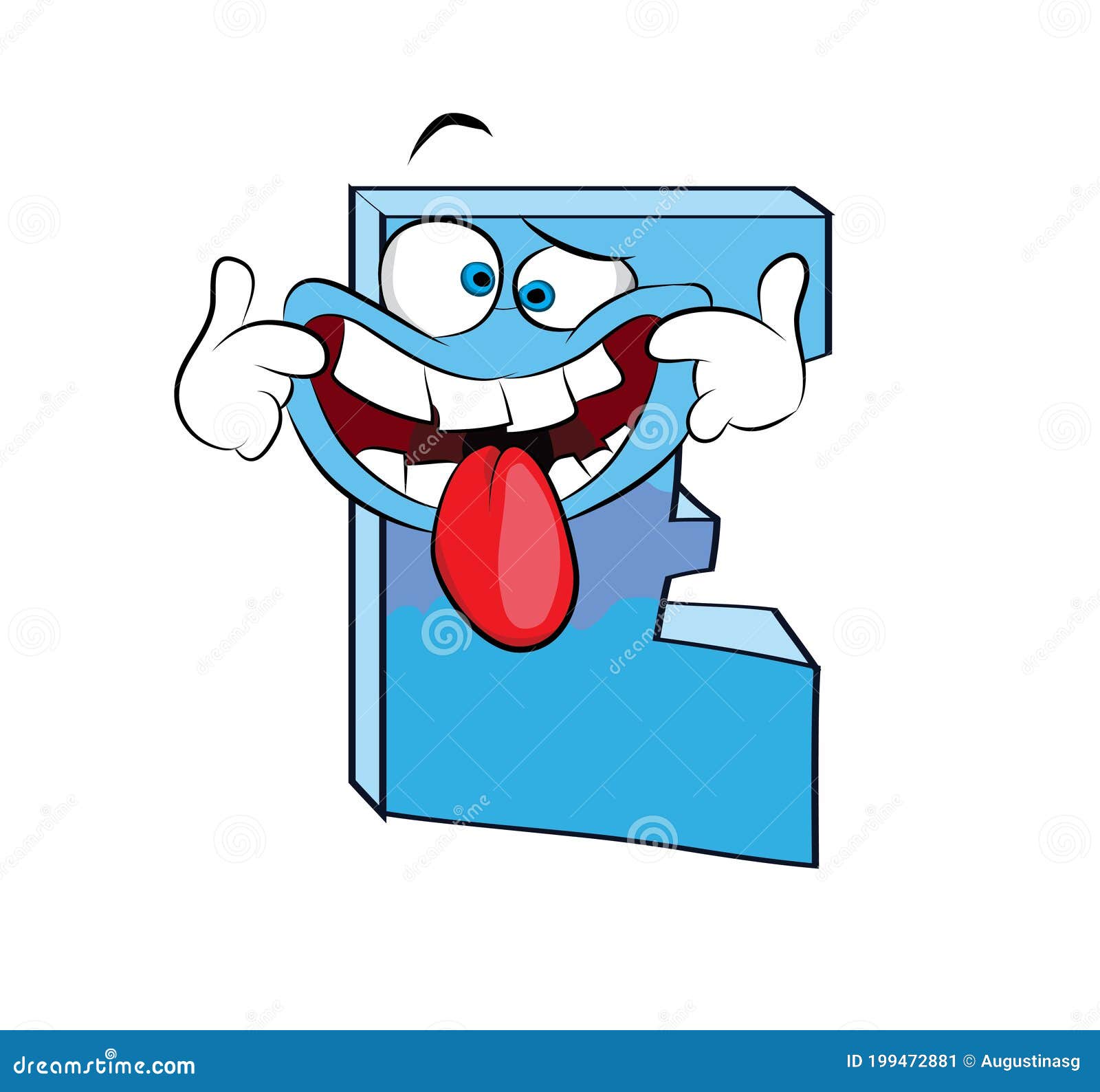 Annoying Cartoon Illustration of Blue E Letter Stock Illustration ...