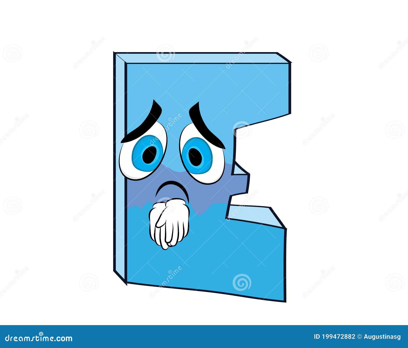 Sad Cartoon Illustration of Blue E Letter Stock Illustration ...