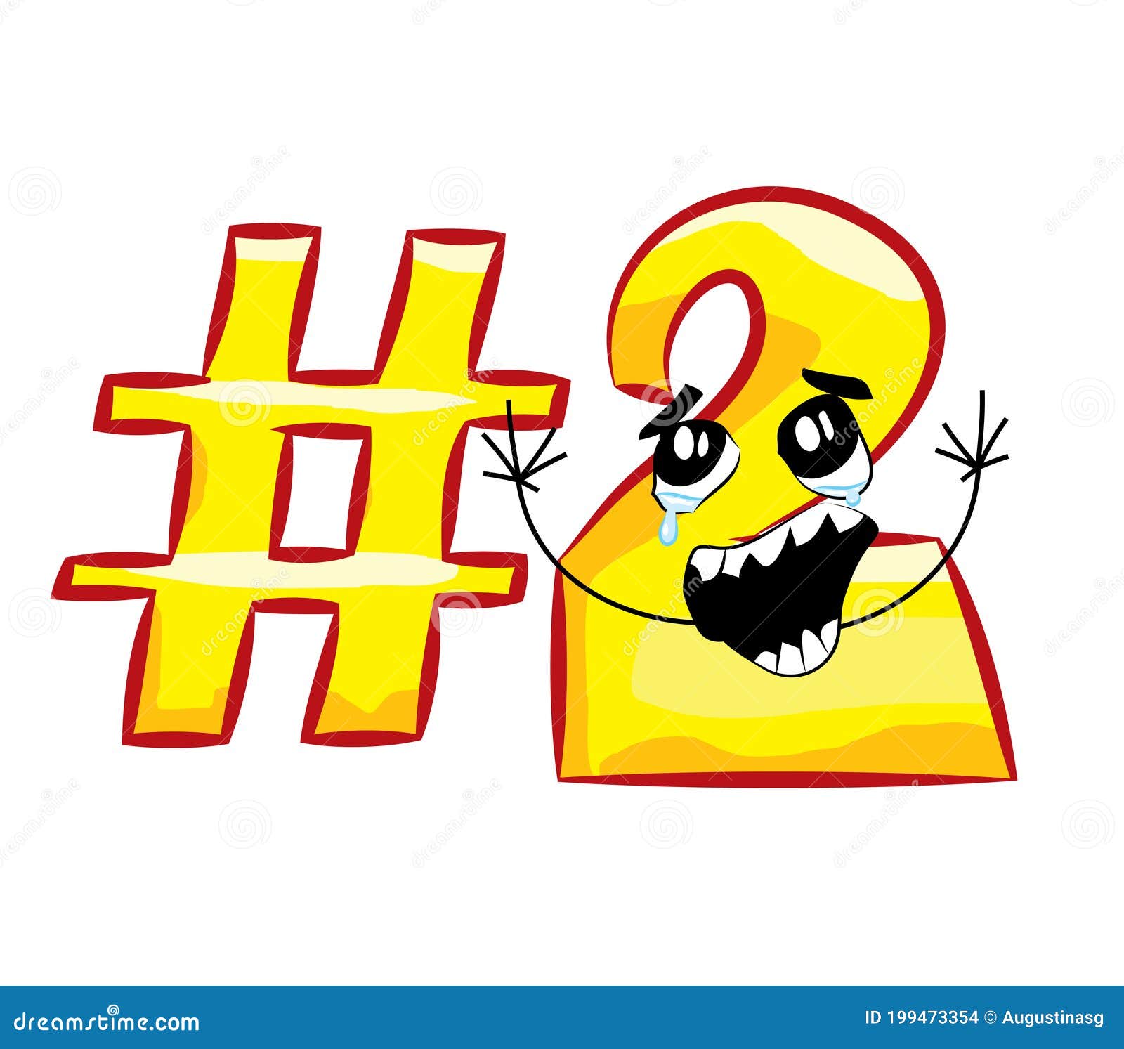 Crying Internet Meme Illustration of Number 2 Stock Illustration ...